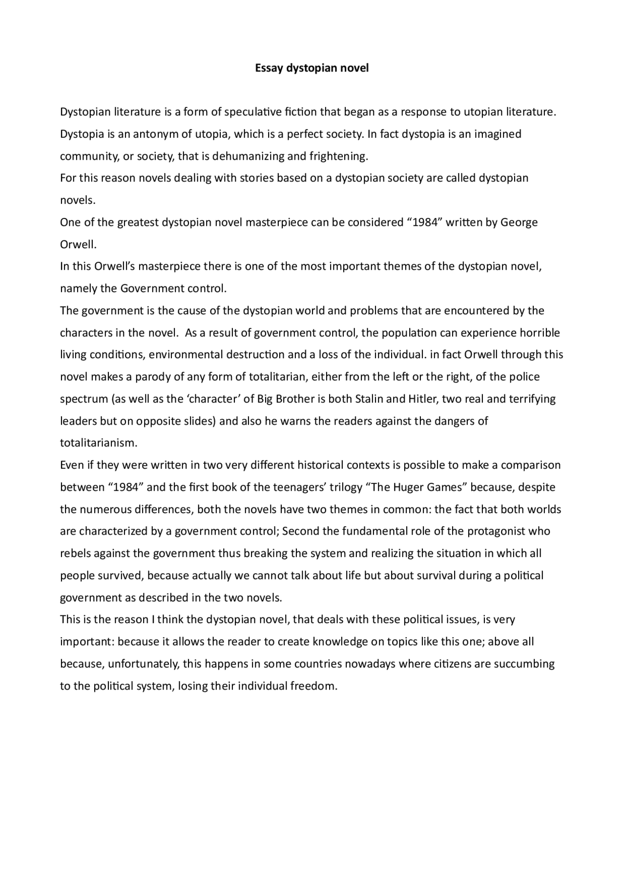 Essay Dystopian Novel Docsity essay-dystopian-novel-docsity