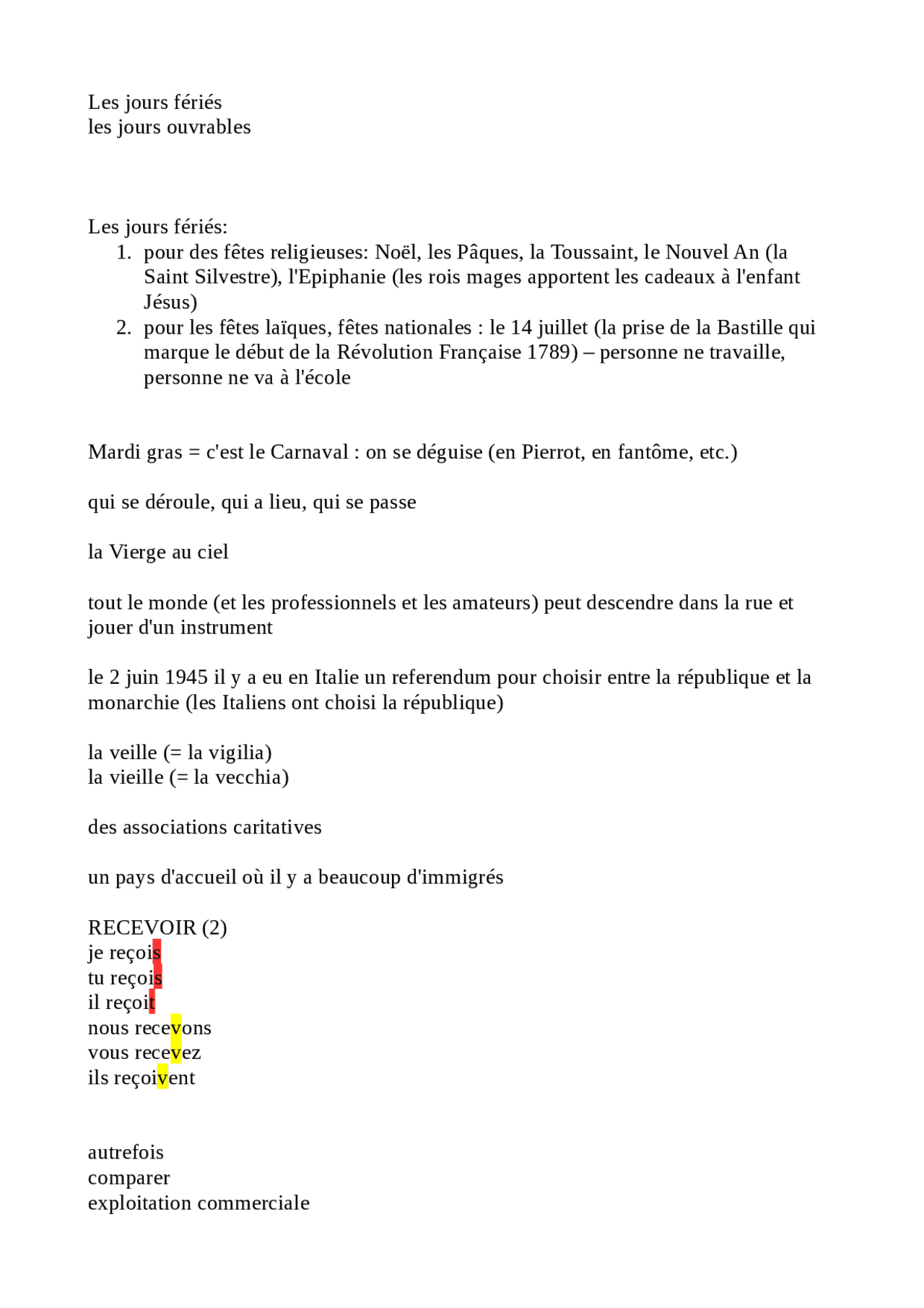 Les fetes et les festivals en France - Docsity