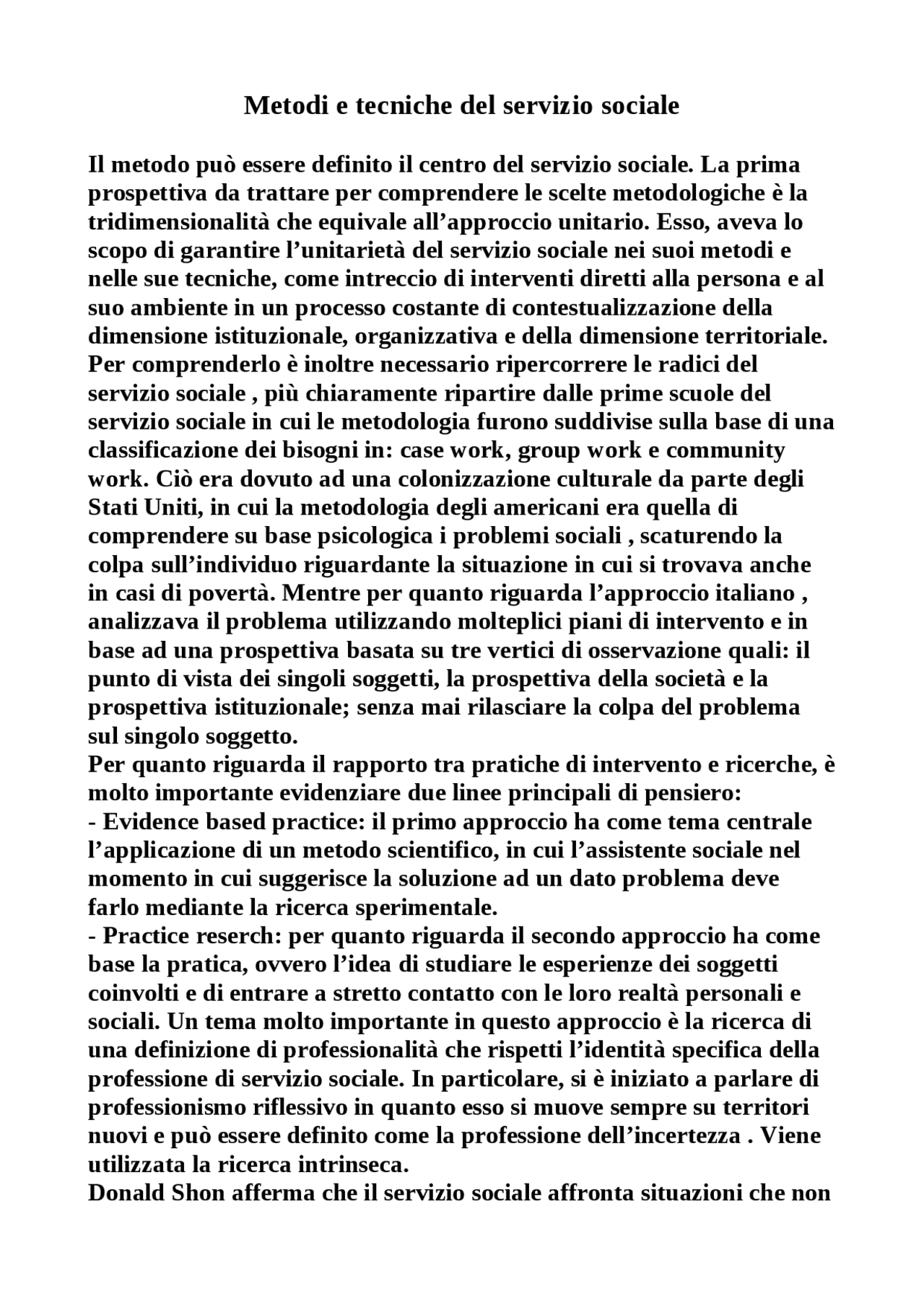 Metodi E Strumenti Del Servizio Sociale Docsity