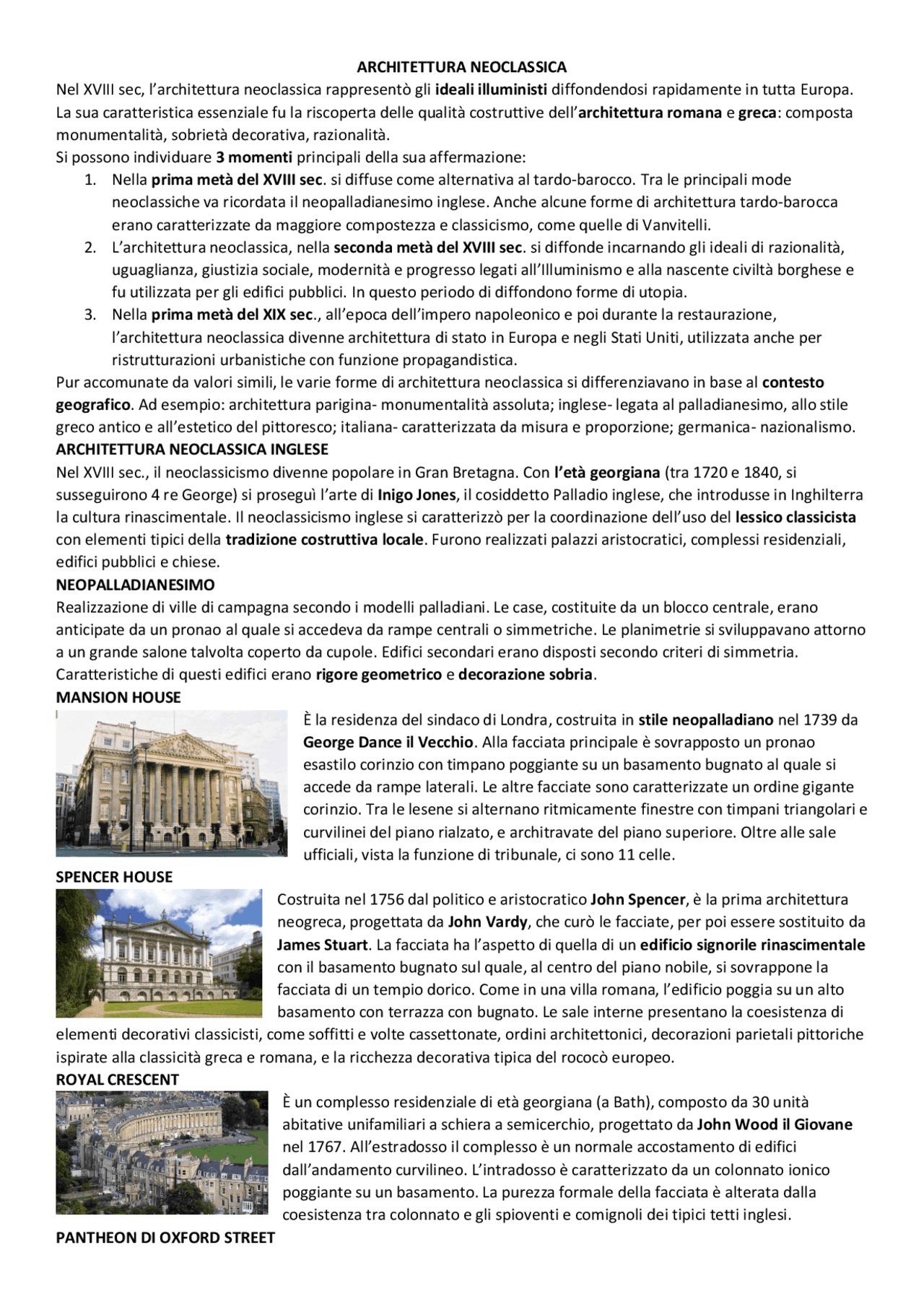 Architettura Neoclassica Docsity