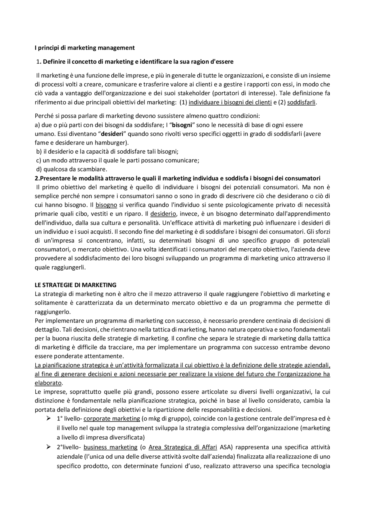 I Principi Di Marketing Strategie Docsity