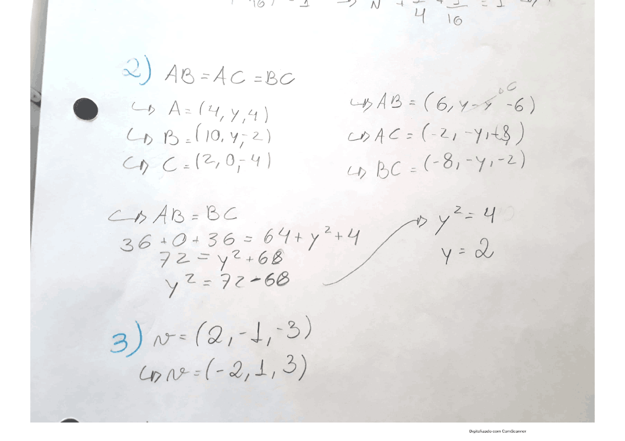 Exercícios Geometria Analítica Docsity