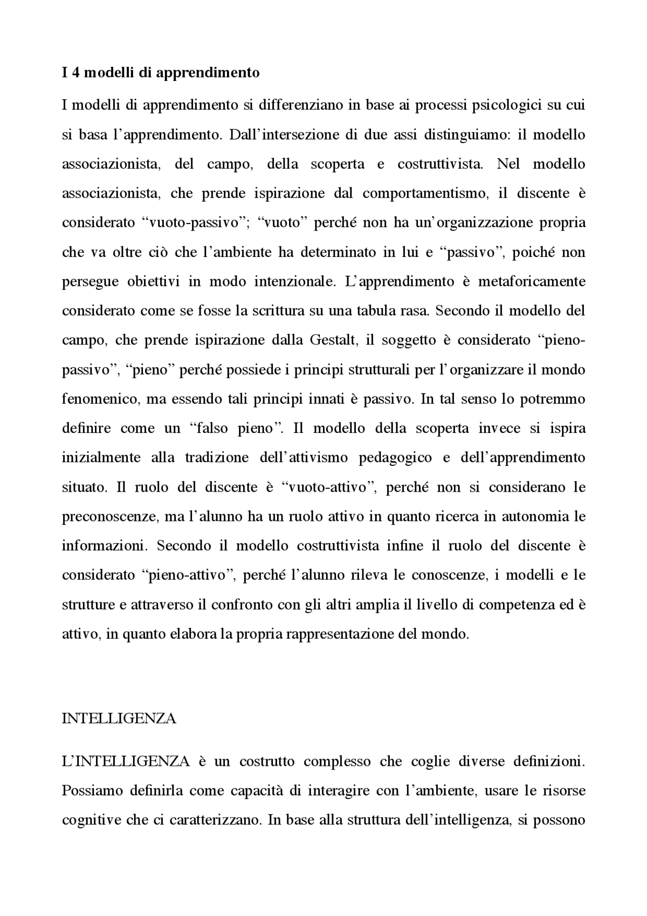 Psicologia Generale Fuori Paniere Profssa Cantoia Docsity