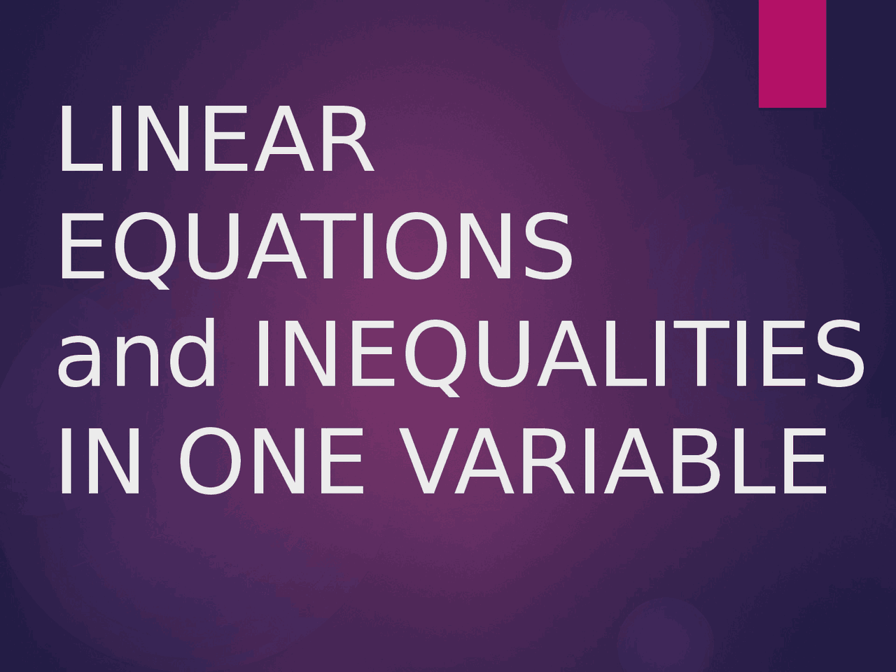 Lecture On Linear Equations And Inequalities Docsity
