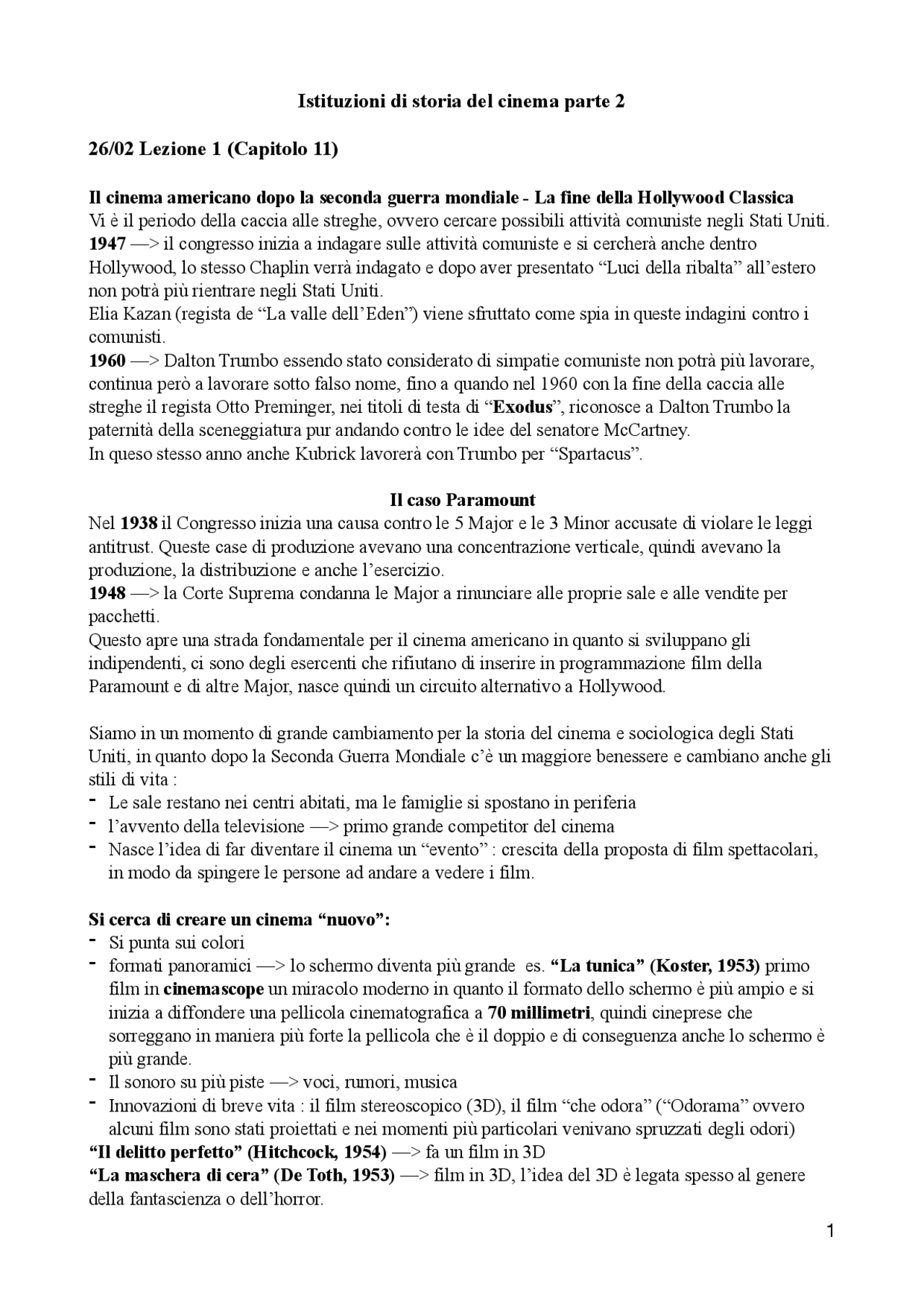 Istituzioni Di Storia Del Cinema Modulo 2 Docsity