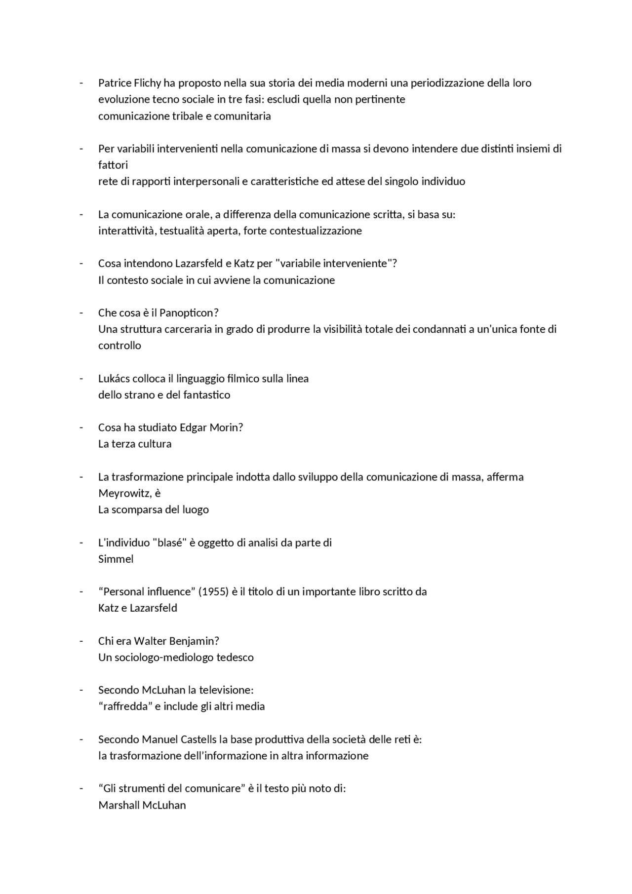 Mediologia Test 1 Modulo A Docsity