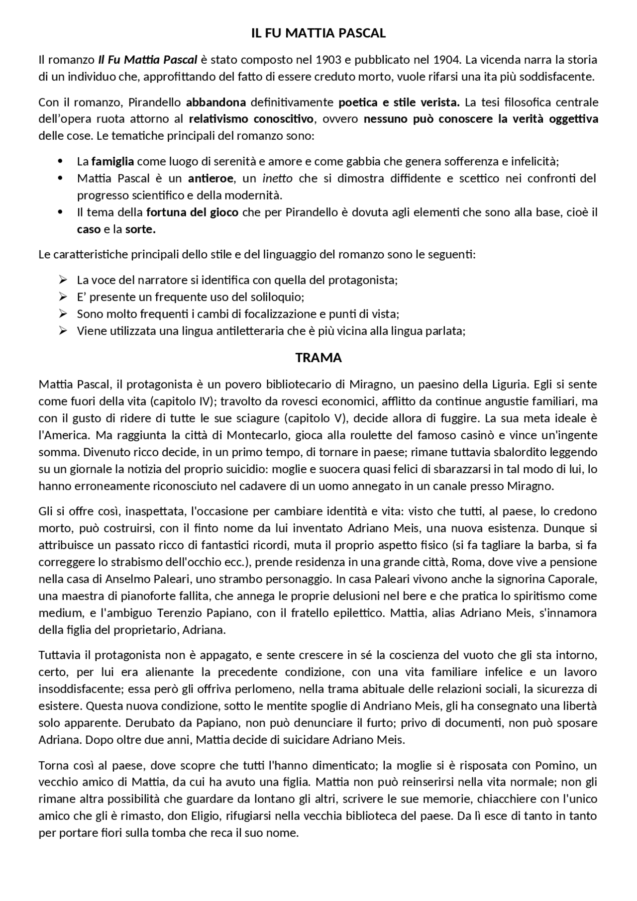 Il Fu Mattia Pascal Docsity