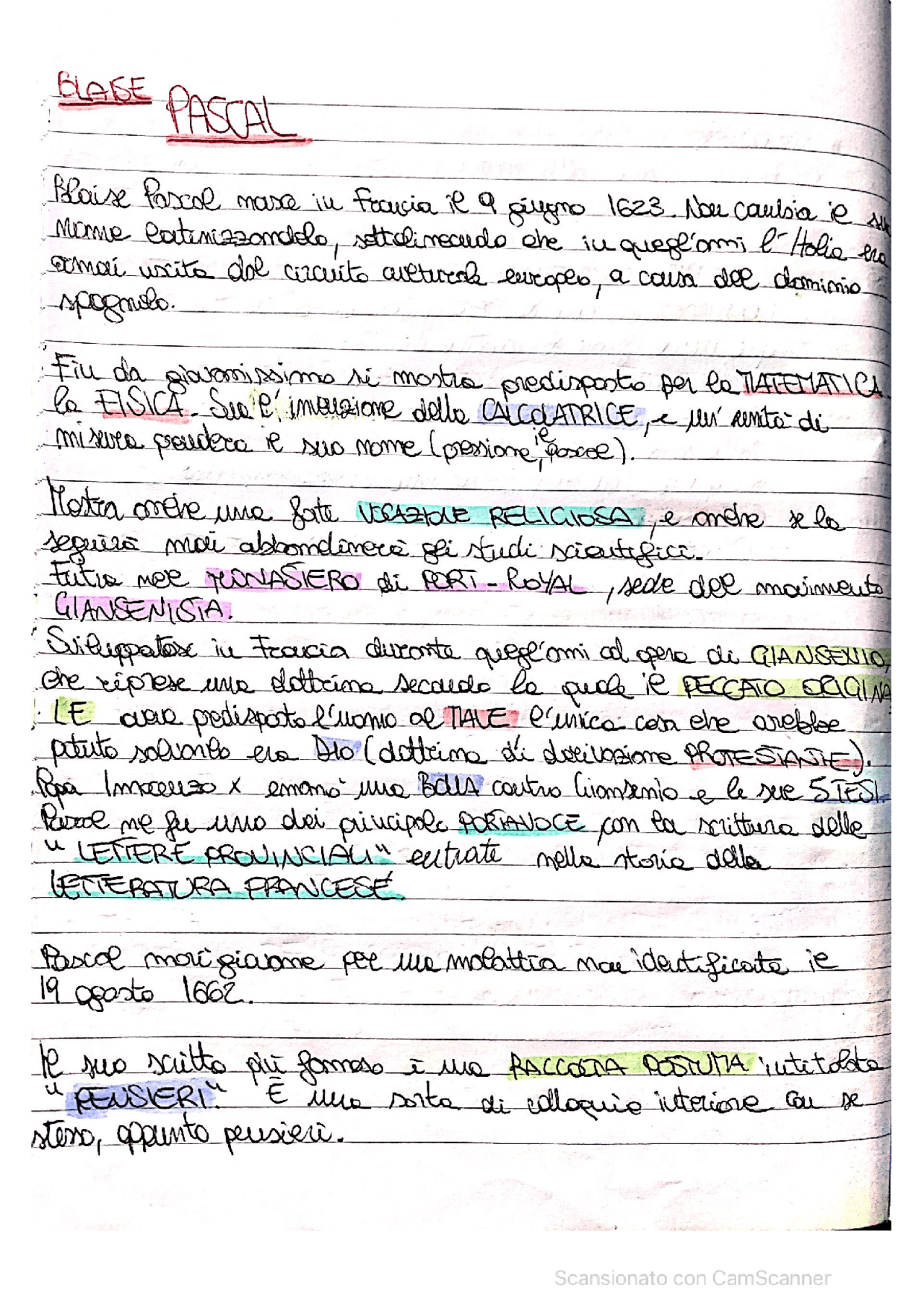 Blaise Pascal Sintesi Docsity