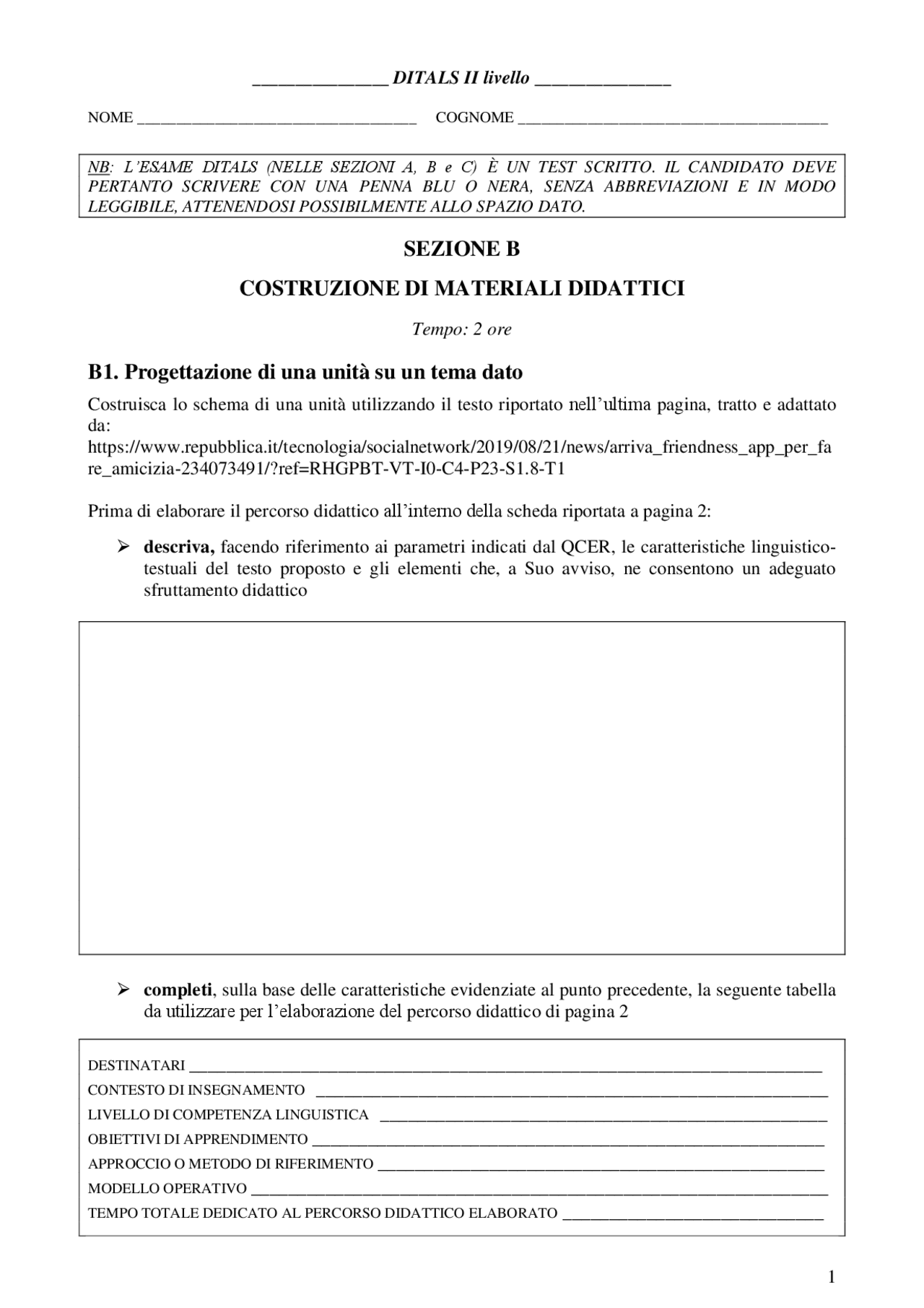 Prove Ditals Di Primo E Secondo Livello Prove Desame Di Didattica