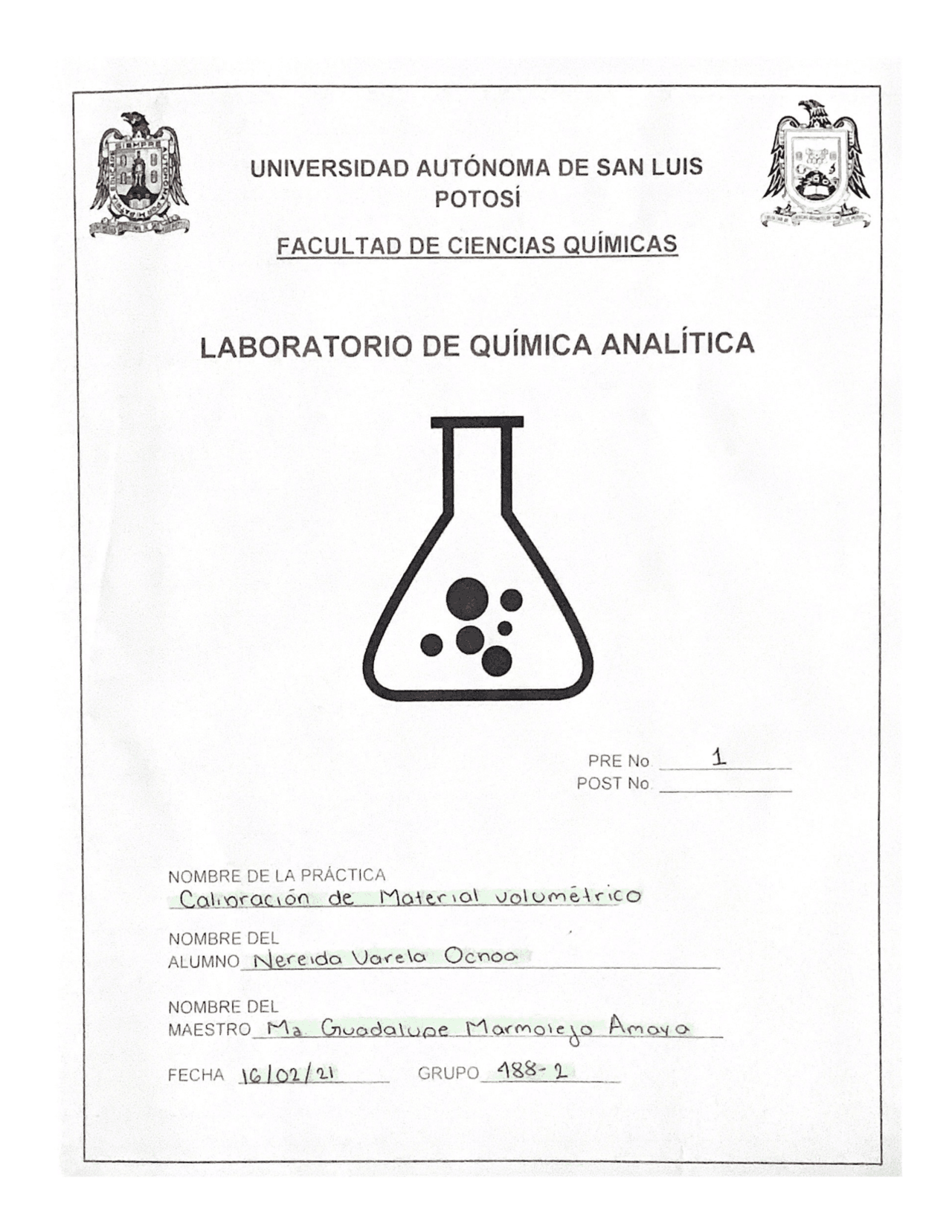 Bitácora química analítica 1 - Docsity
