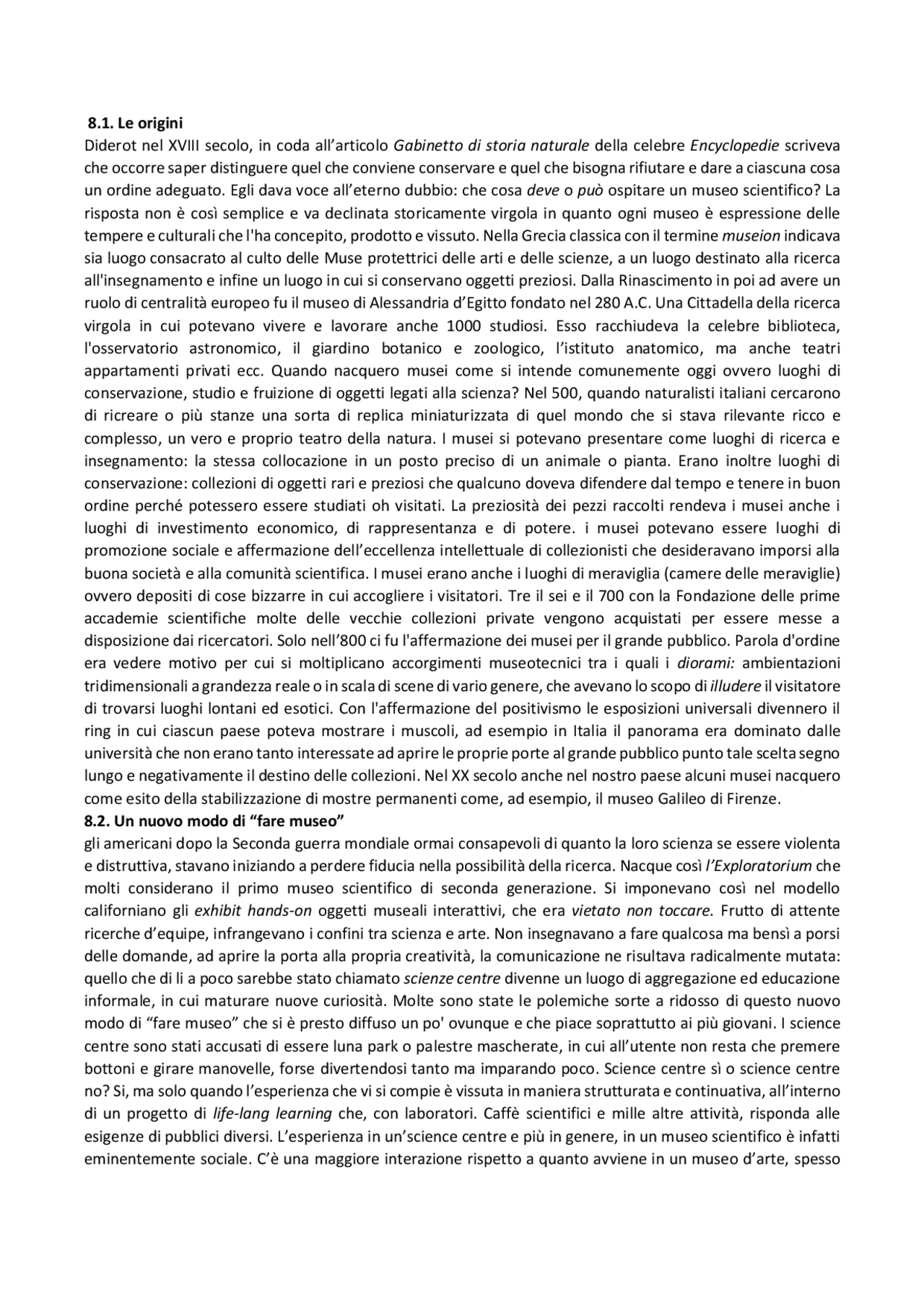 Riassunto capitolo 8 "comunicare la scienza" - Docsity