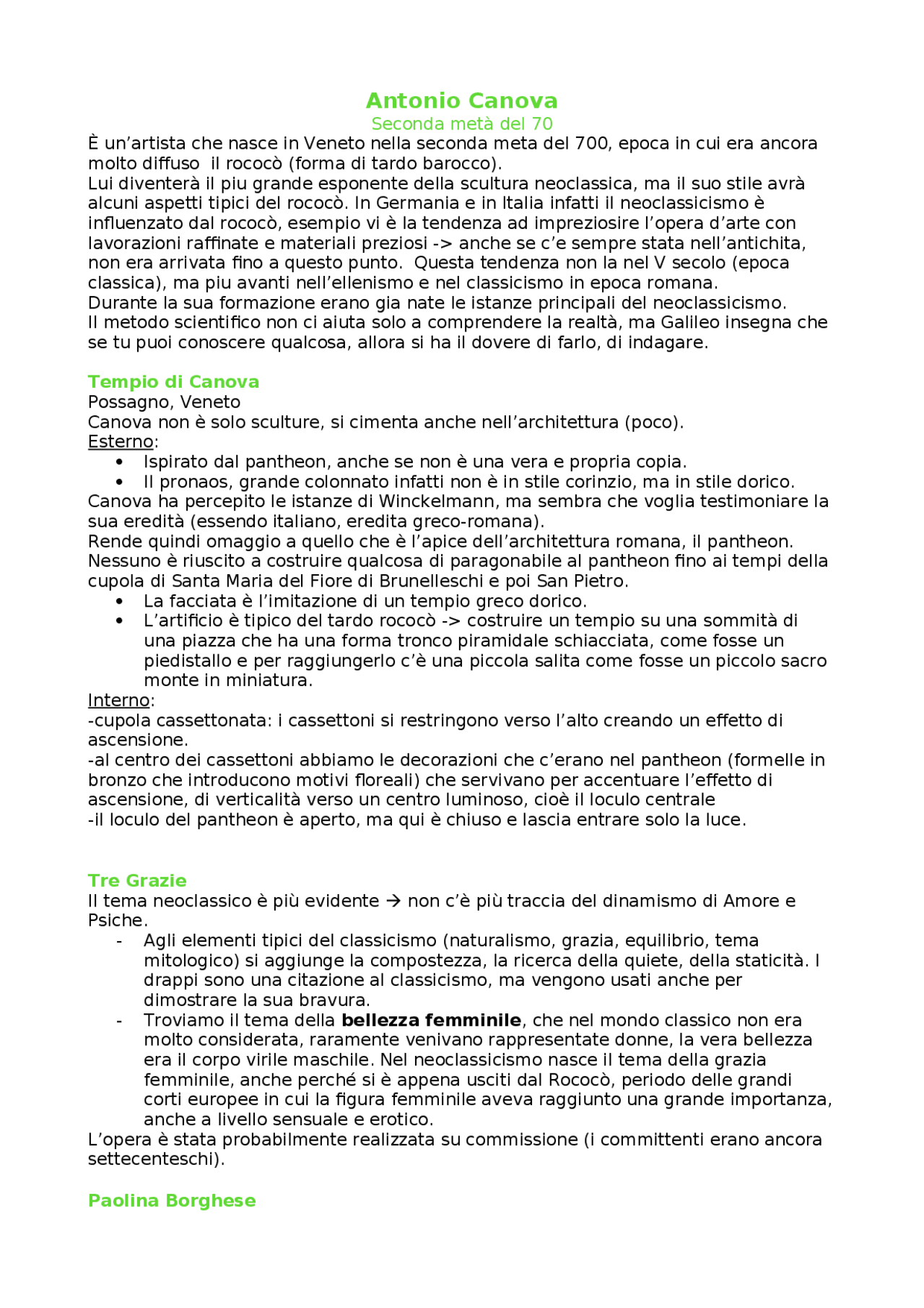 Antonio Canova Arte Docsity