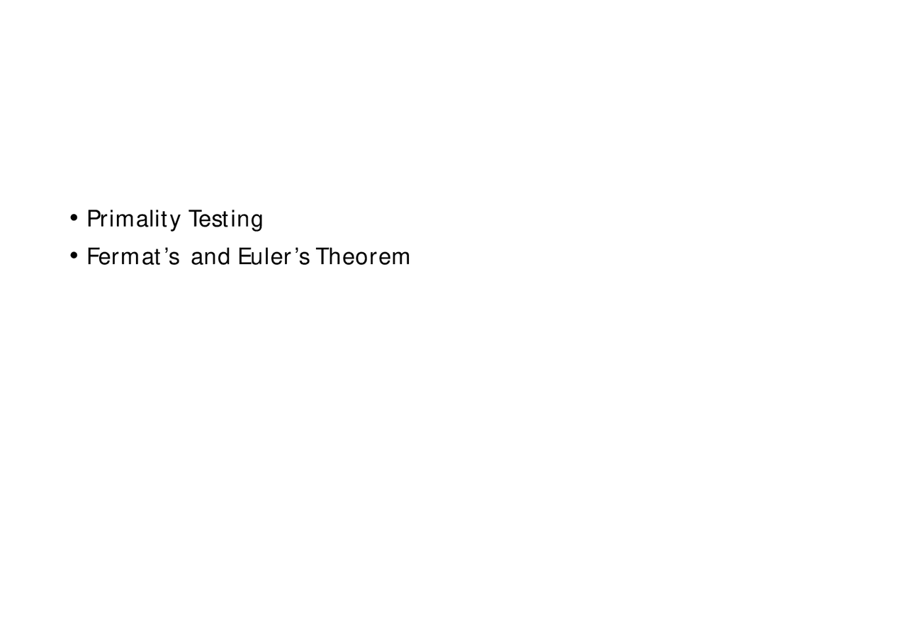 Primality Testing Deterministic Algorithms Divisibility Docsity