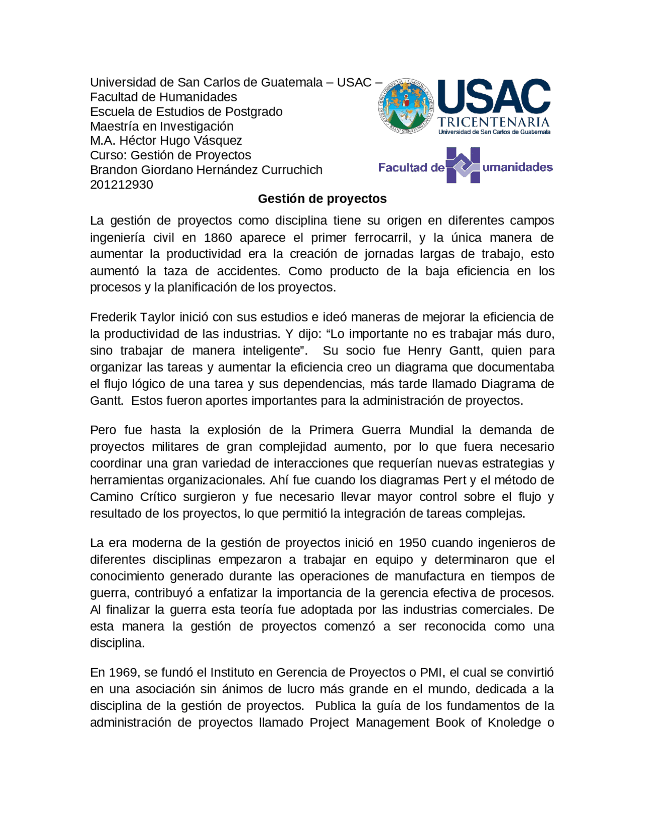 Gestión De Proyectos Docsity