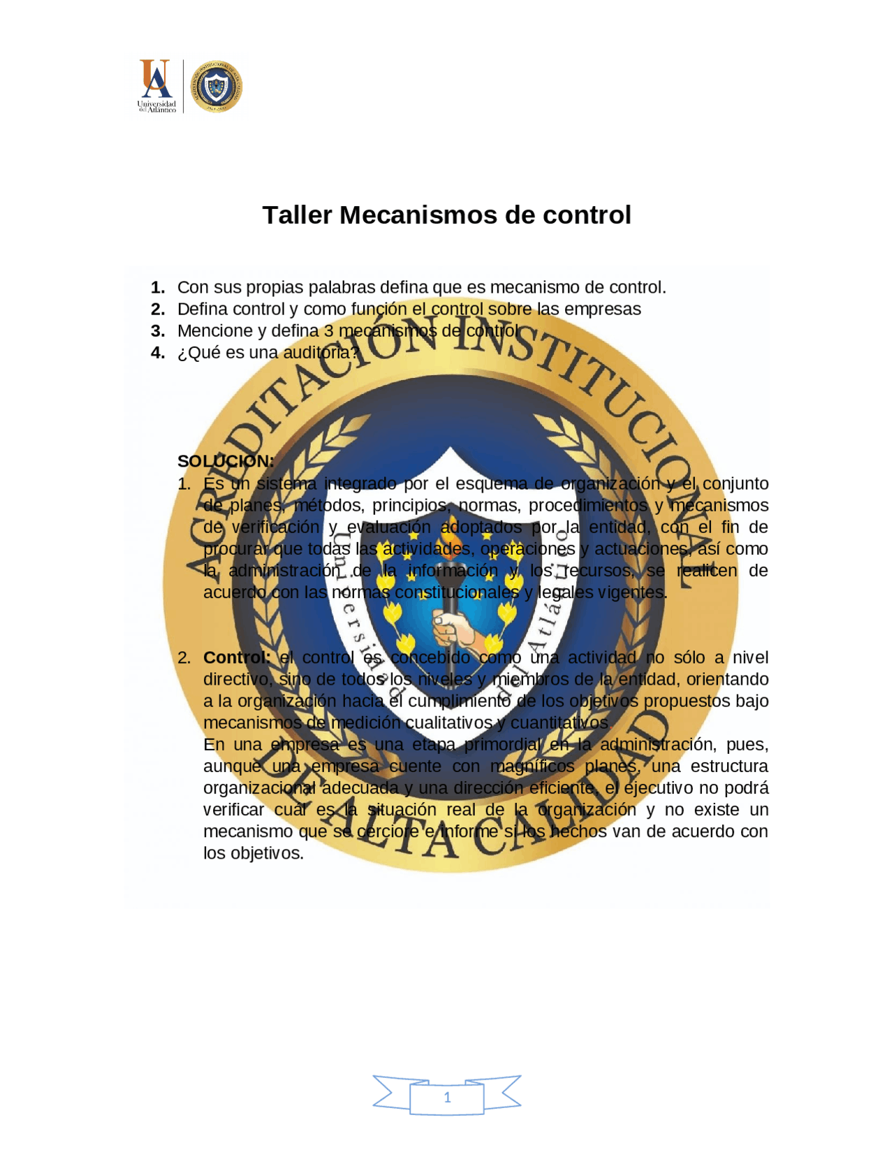 Mecanismos De Control Apuntes De Administración De Empresas Docsity