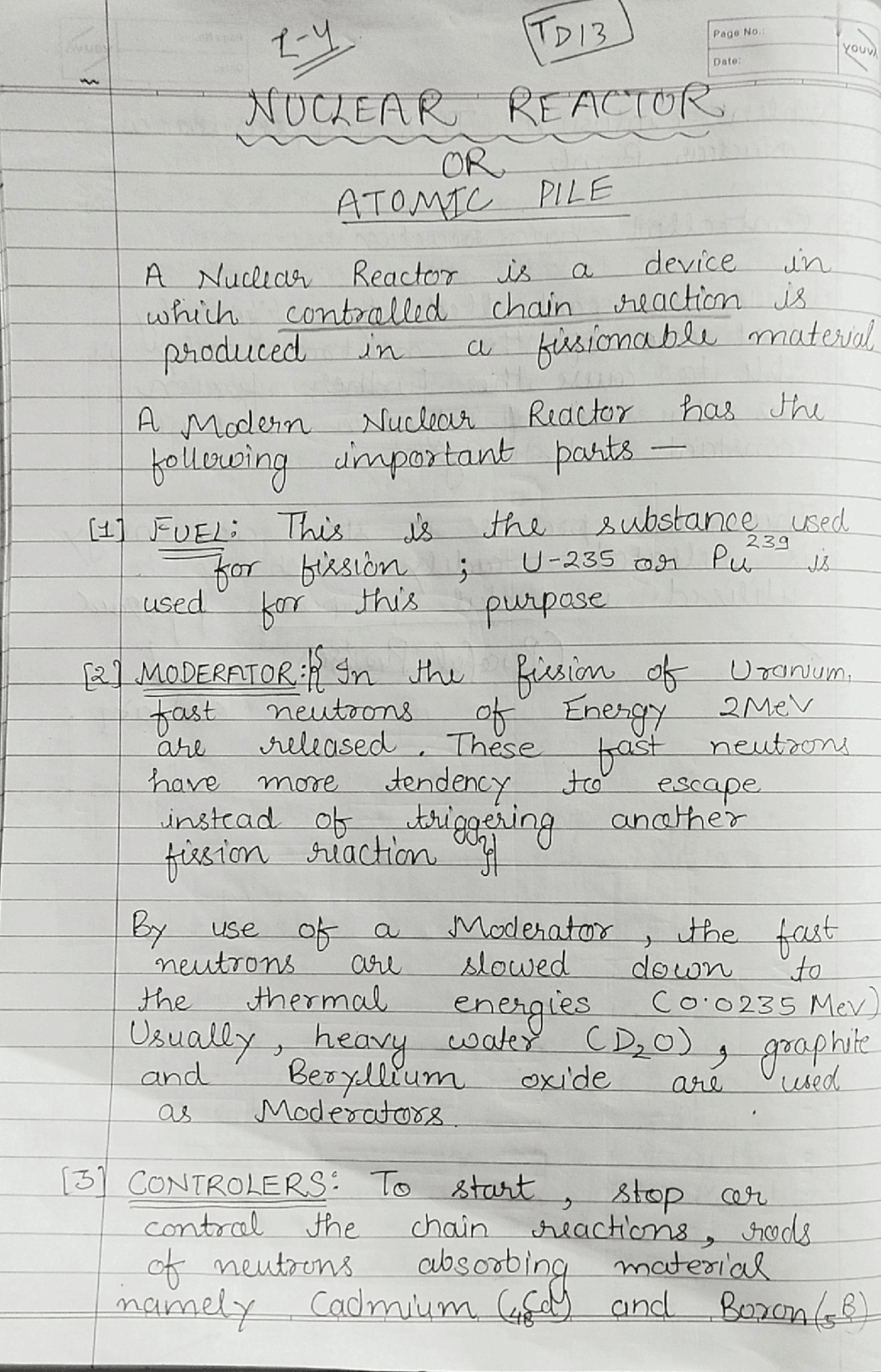 Nuclear Reactor Lecture Notes Docsity