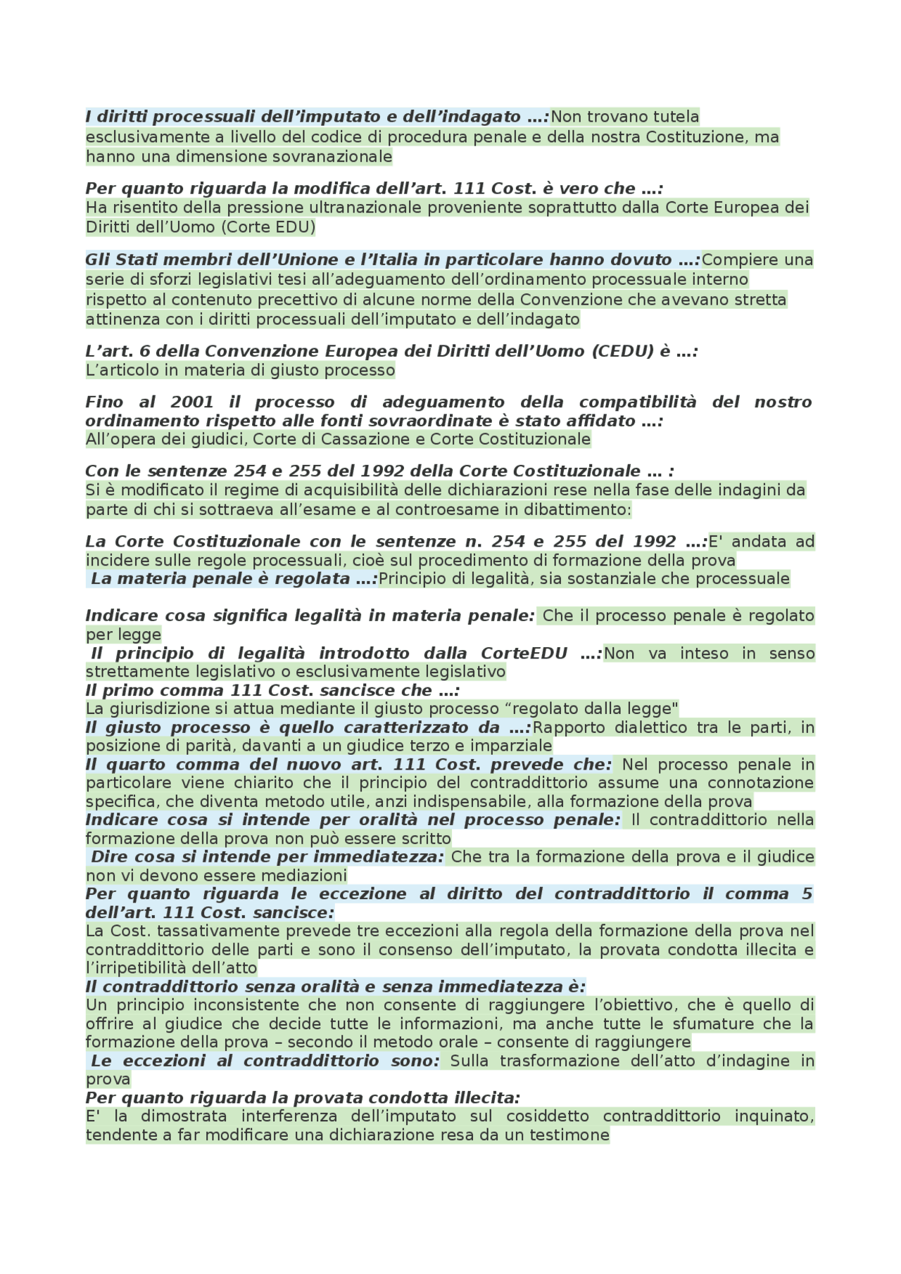 Esame Procedura Penale Pegaso Docsity