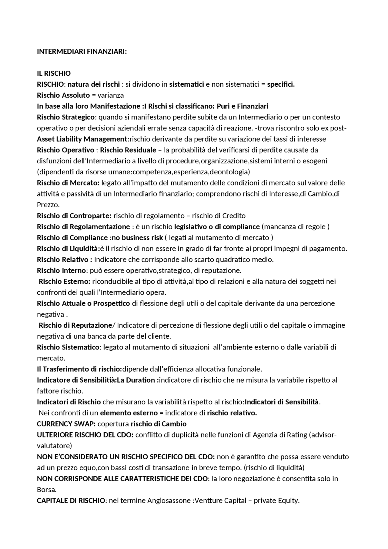 INTERMEDIARI FINANZIARI - Docsity