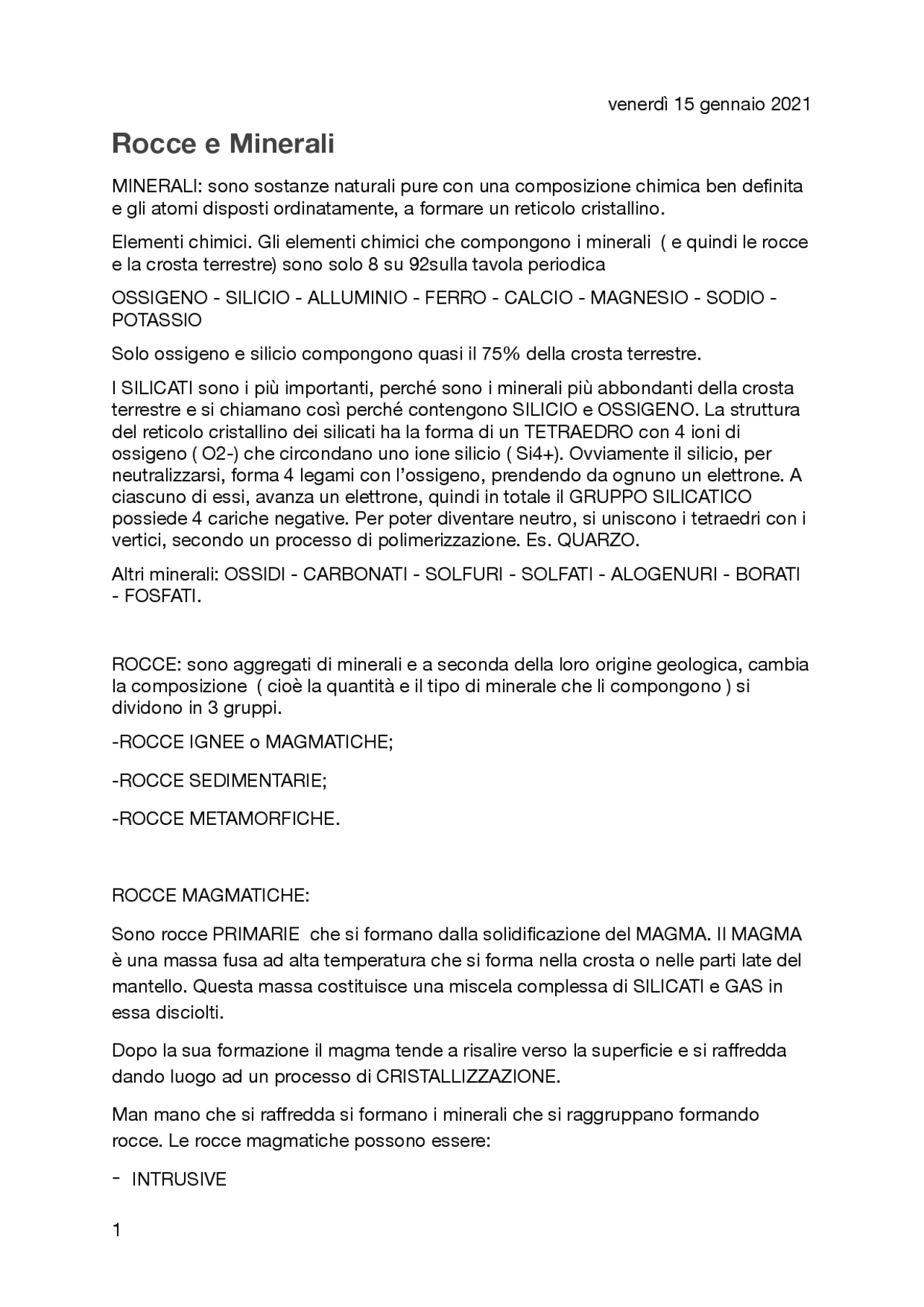 Appunti Di Scienze Della Terra Su Rocce E Minerali Docsity