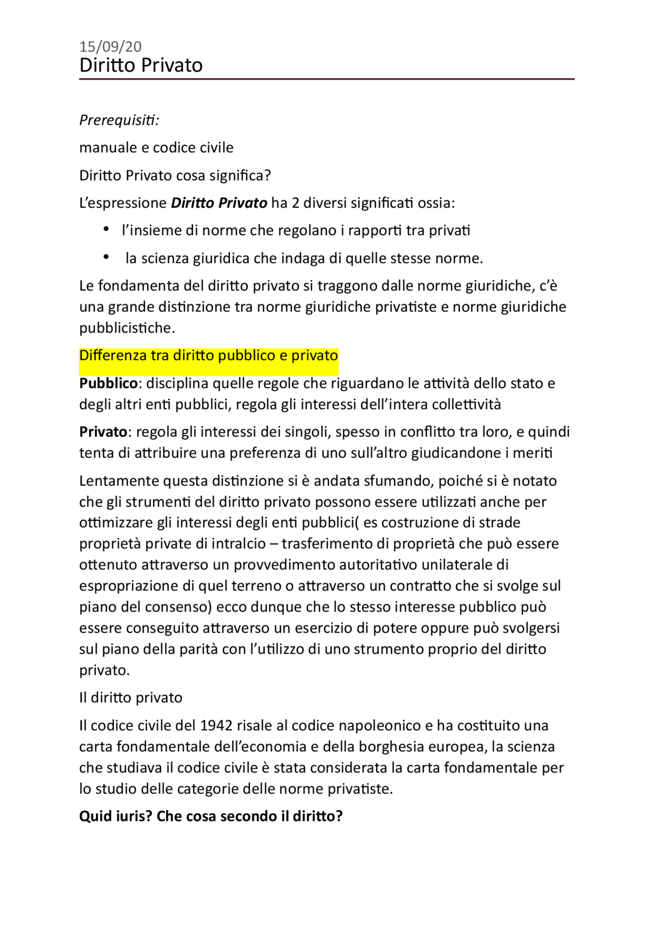 Lezione Di Diritto Privato Docsity