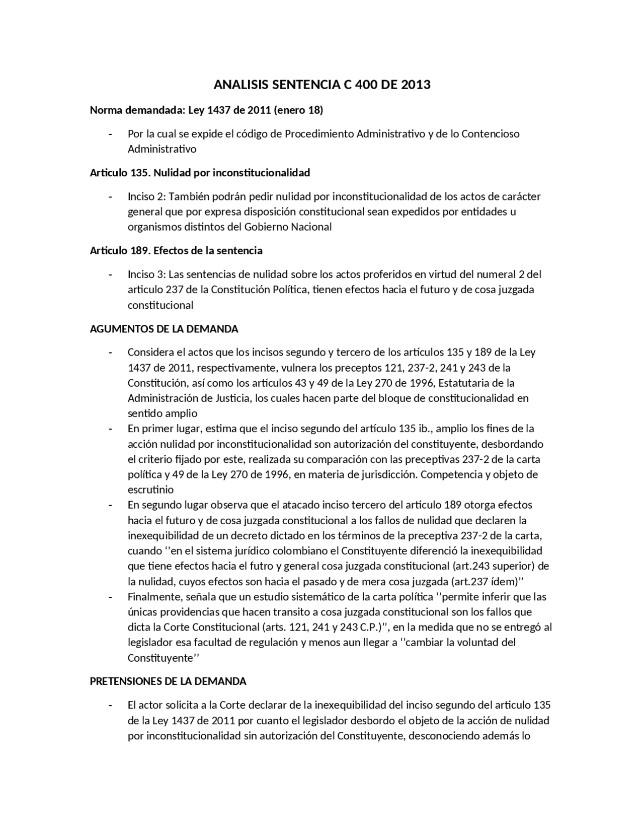 Resumen Sentencia C 400 De 2013 Docsity