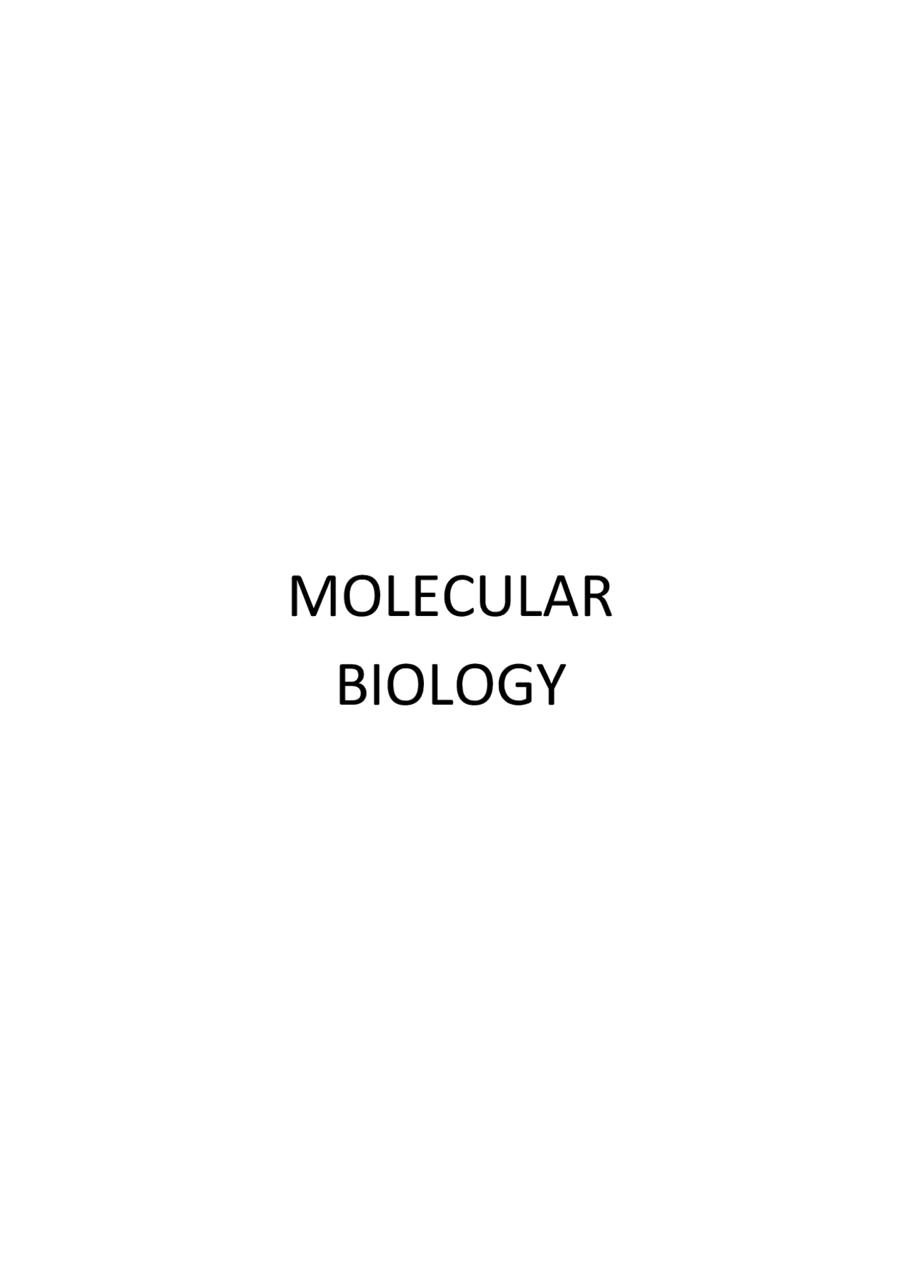 MOLECULAR BIOLOGY HANDOUT - Docsity