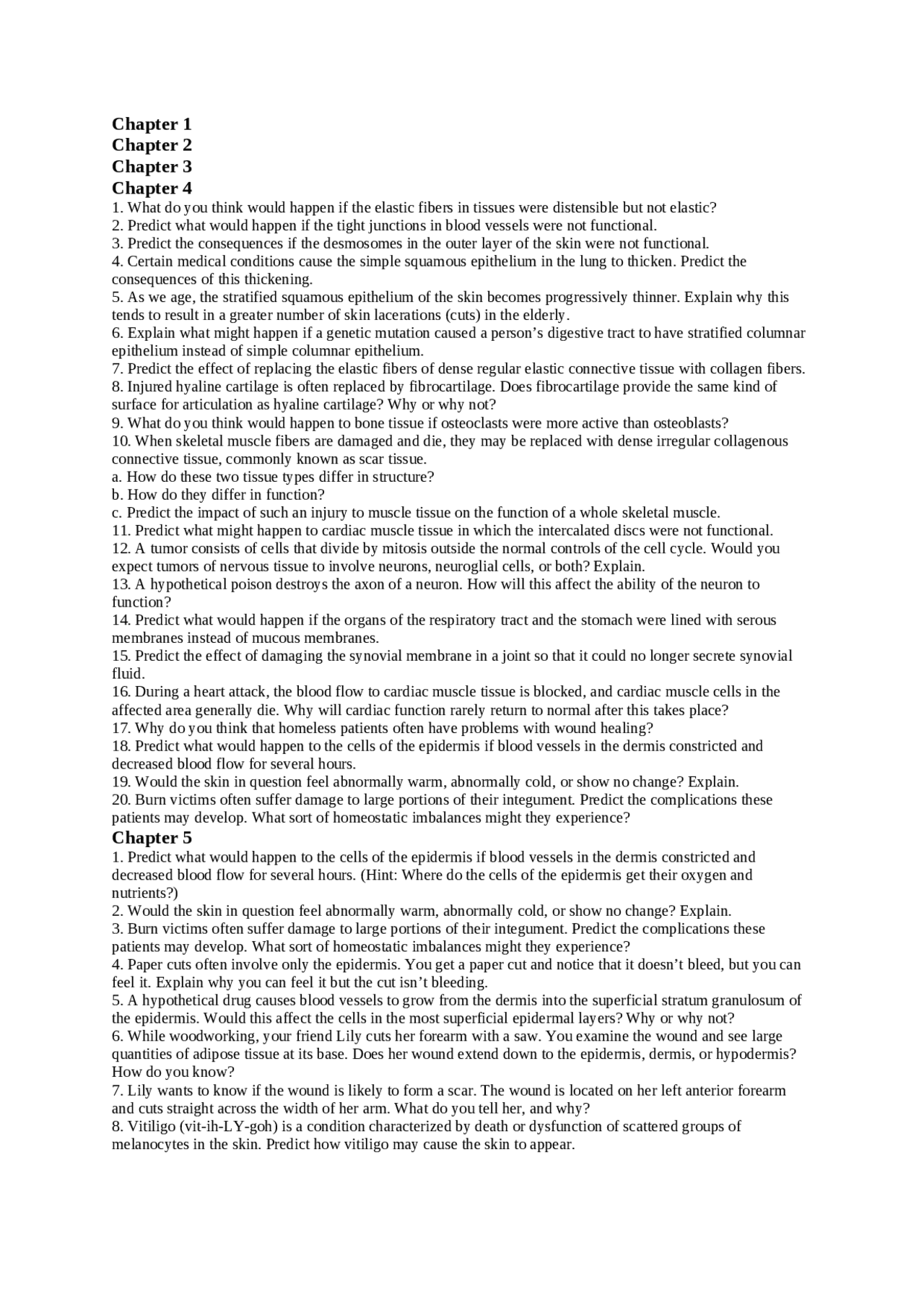 Practice Questions for Anatomy and Physiology - Docsity