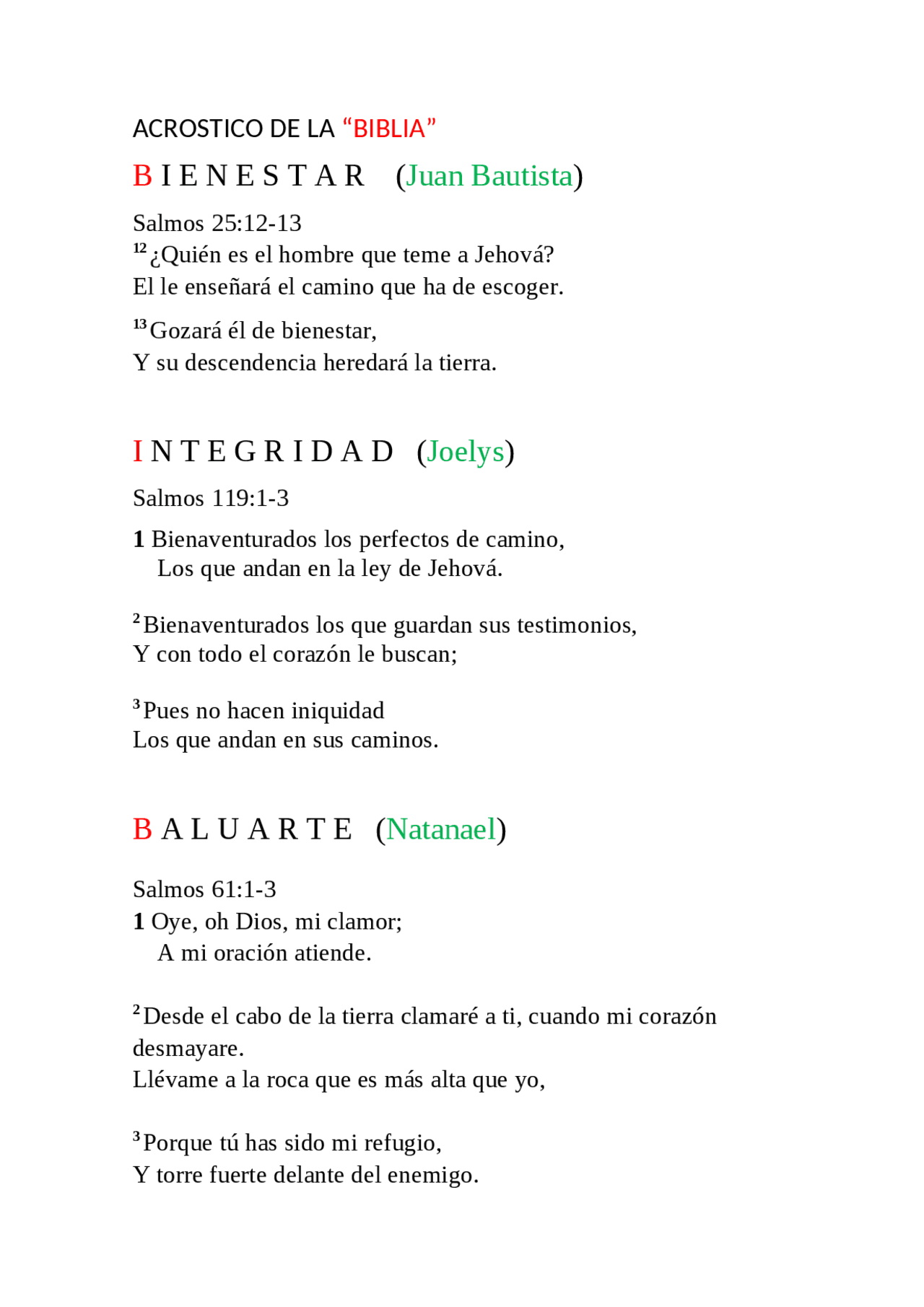 Acróstico de la bíblico para indagar y observar cualquier interrogante ...