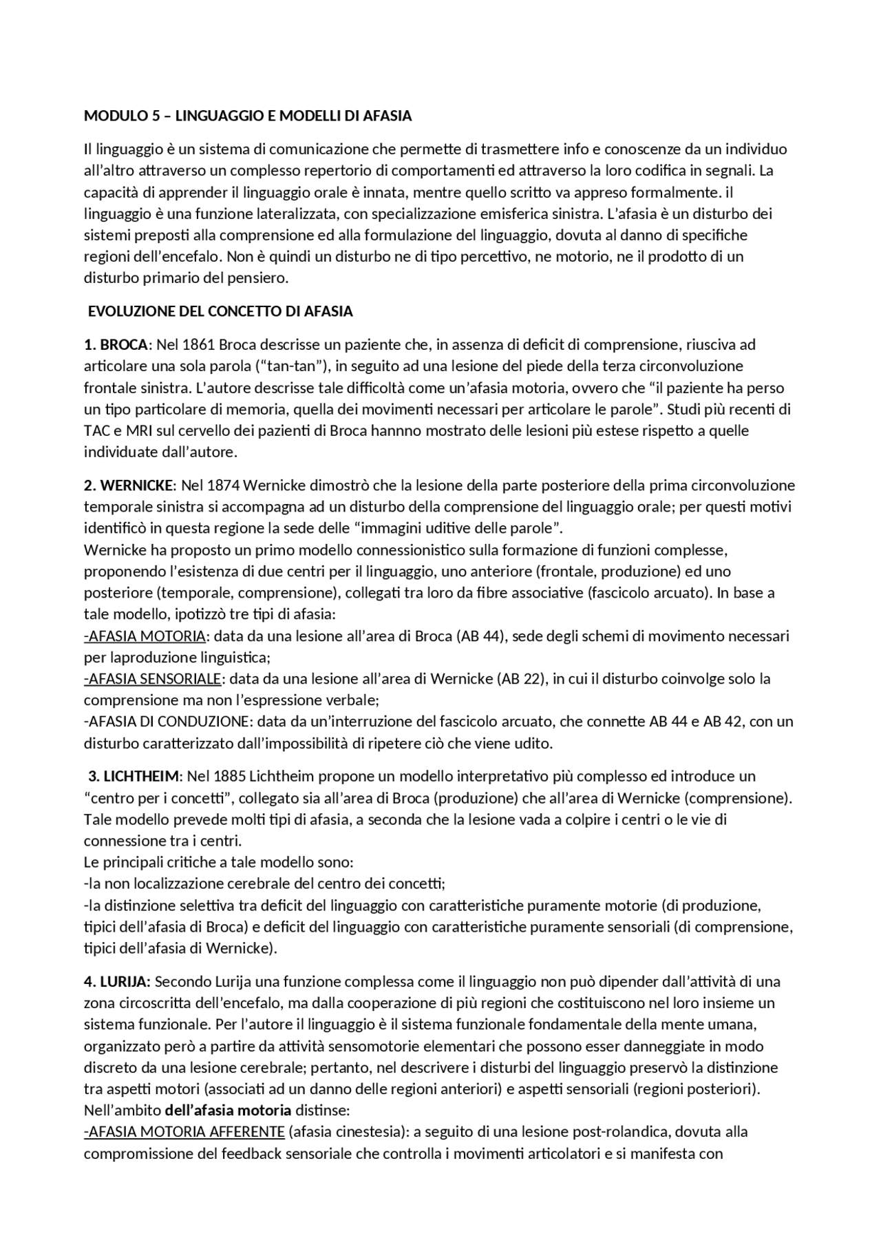 Modulo 5 Disturbi Del Linguaggio Docsity