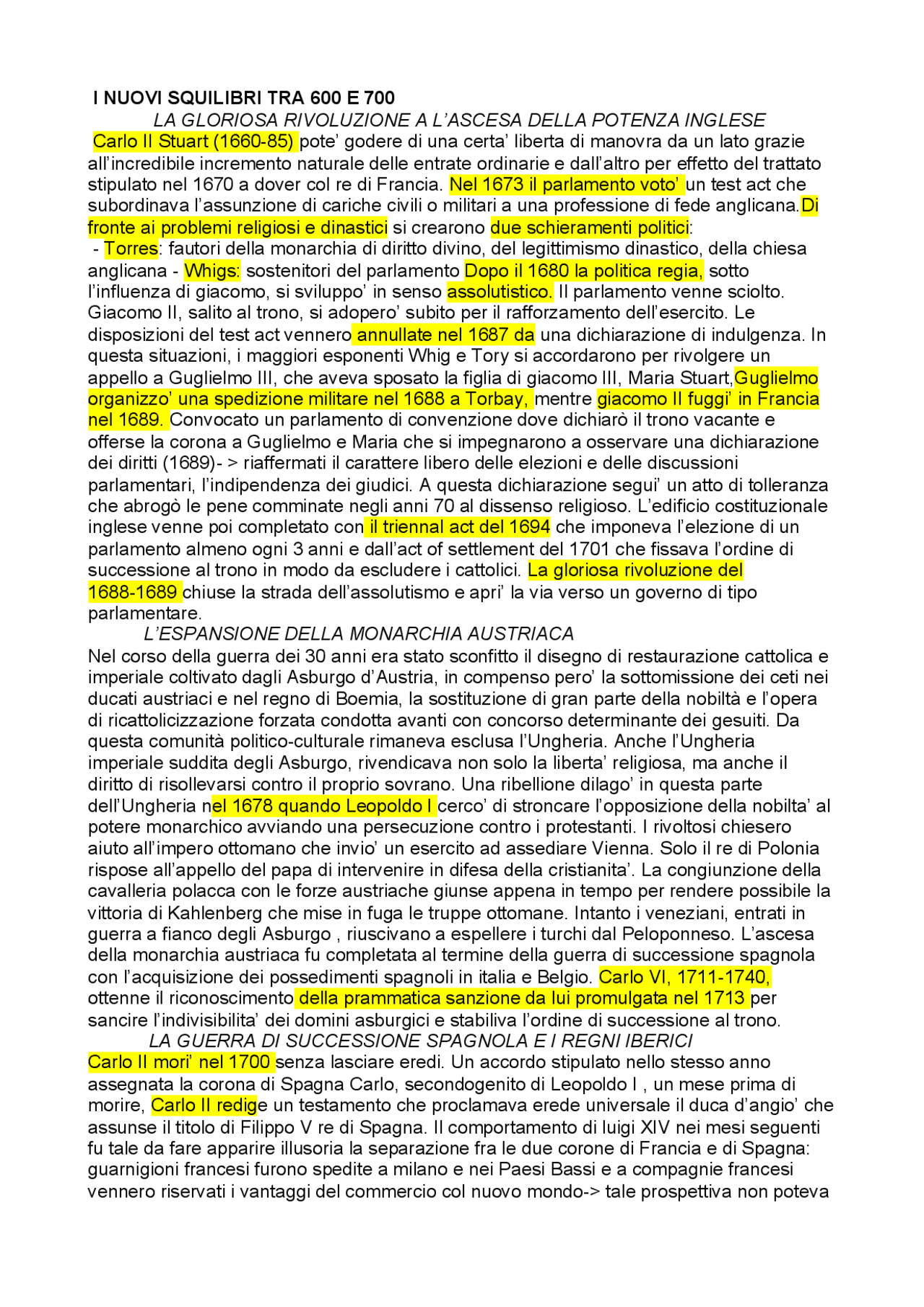 Appunti nuovi squilibri tra 600 e 700 - Docsity