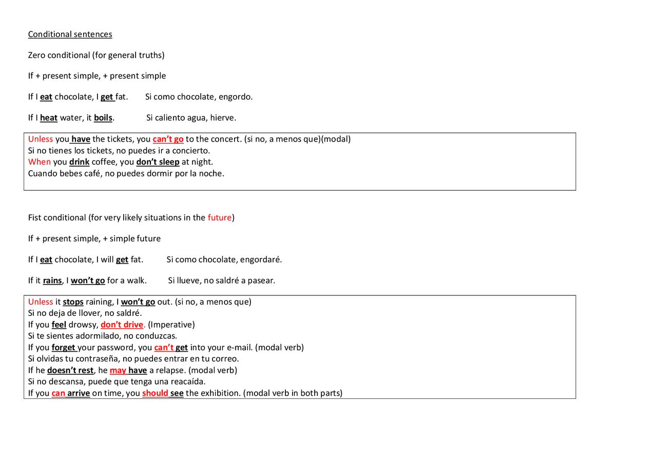 Conditional sentences - Docsity