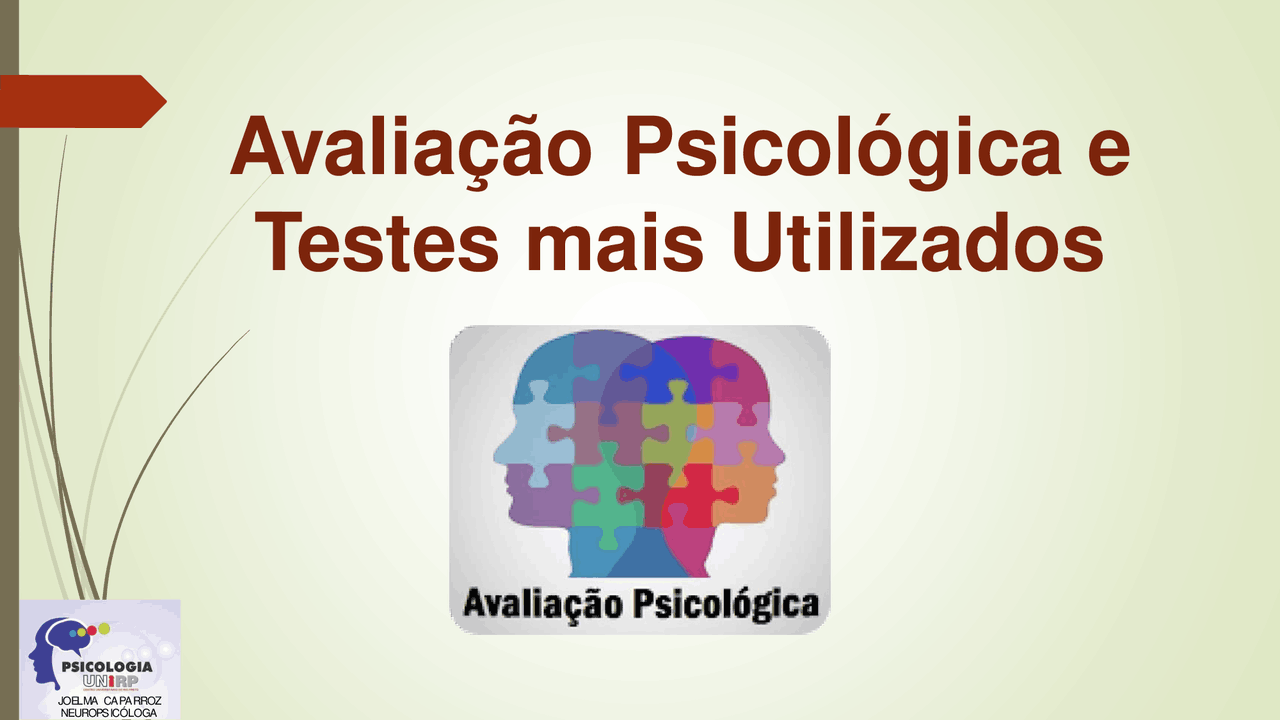 Alguns testes Psicológicos Utilizados - Docsity