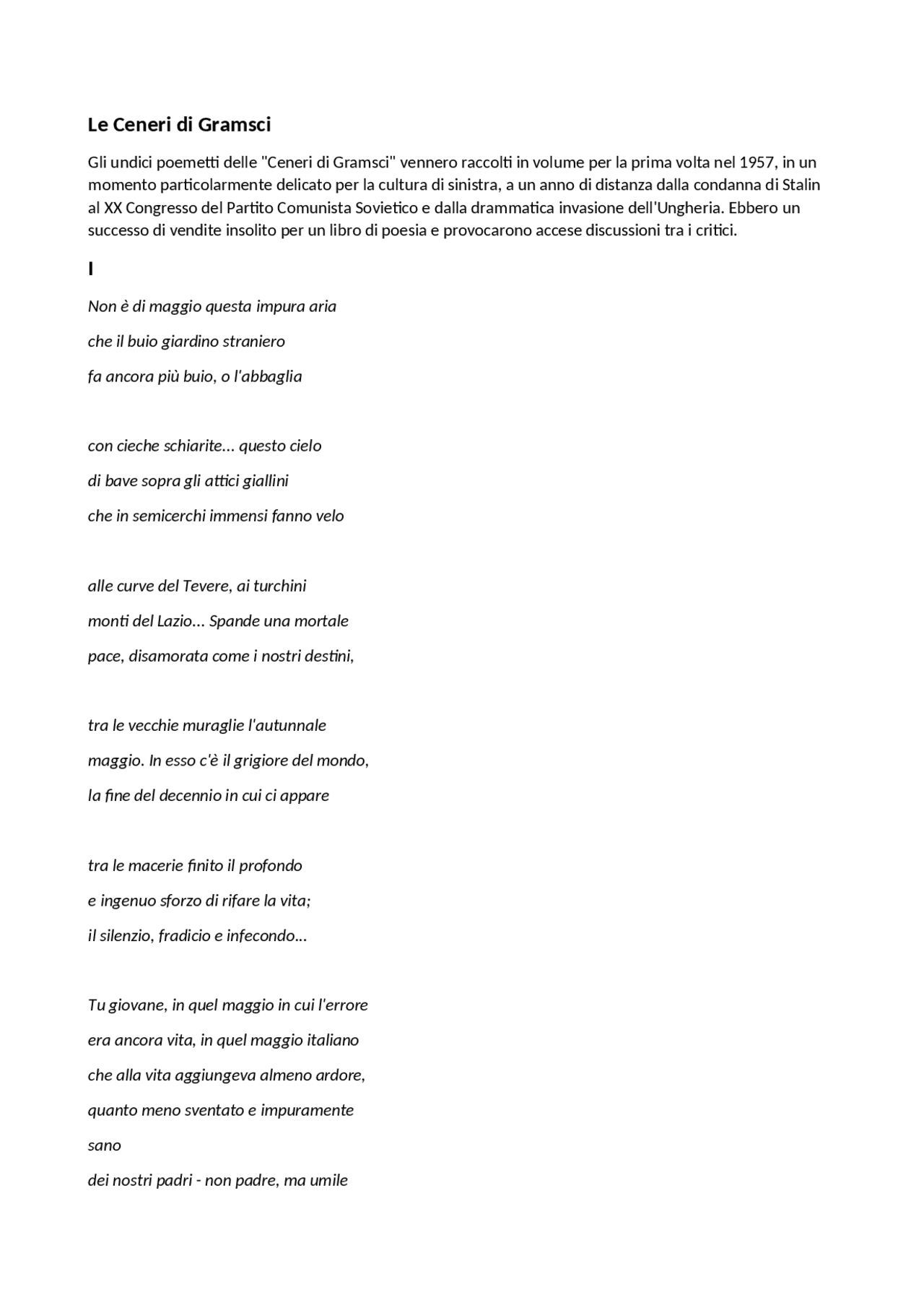 Le Ceneri Di Gramsci Docsity