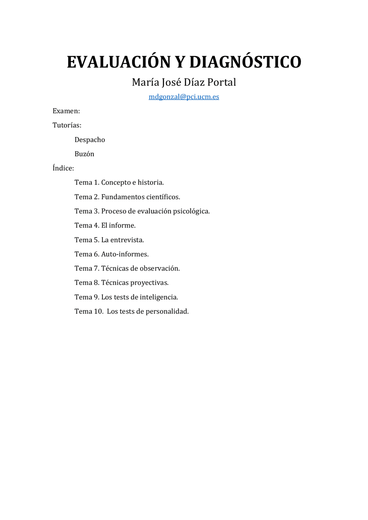 Evaluación Y Diagnóstico Psicológico Portal Docsity