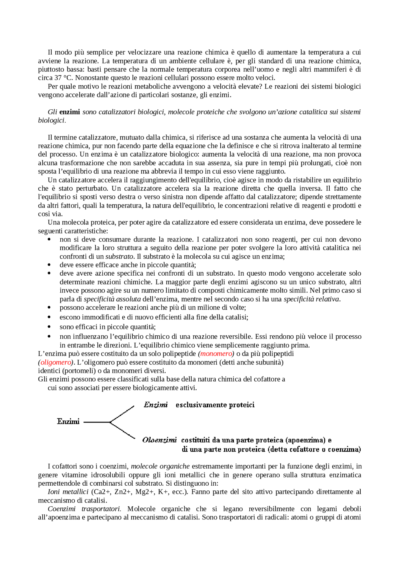 Enzimi Biochimica Per Scienze Motorie Docsity