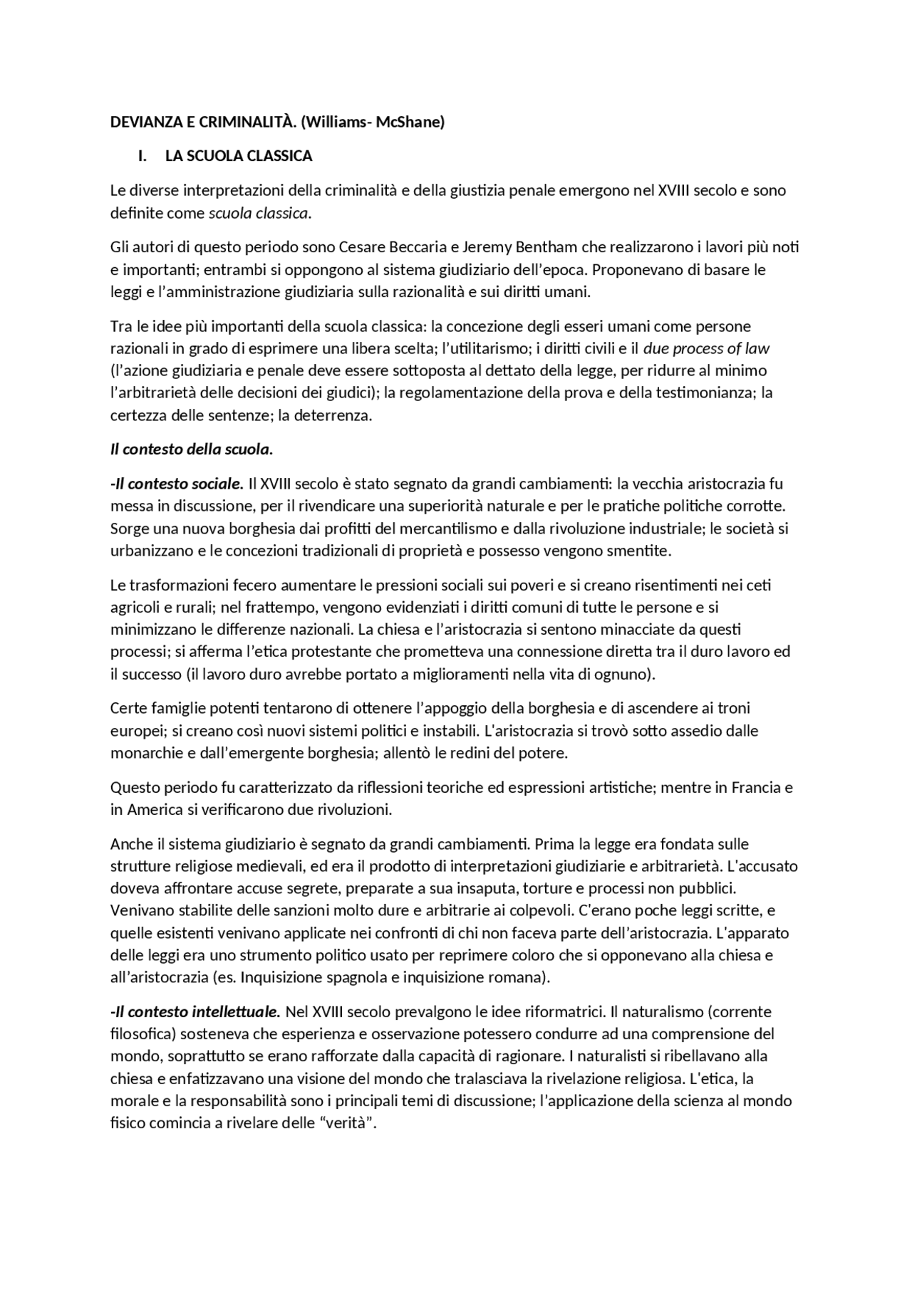 Devianza E Criminalità Williams E Mcshane Docsity