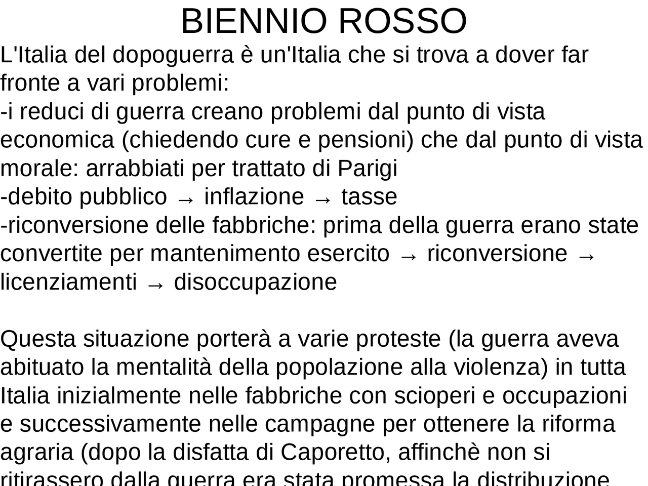 Biennio Rosso Italia - Docsity