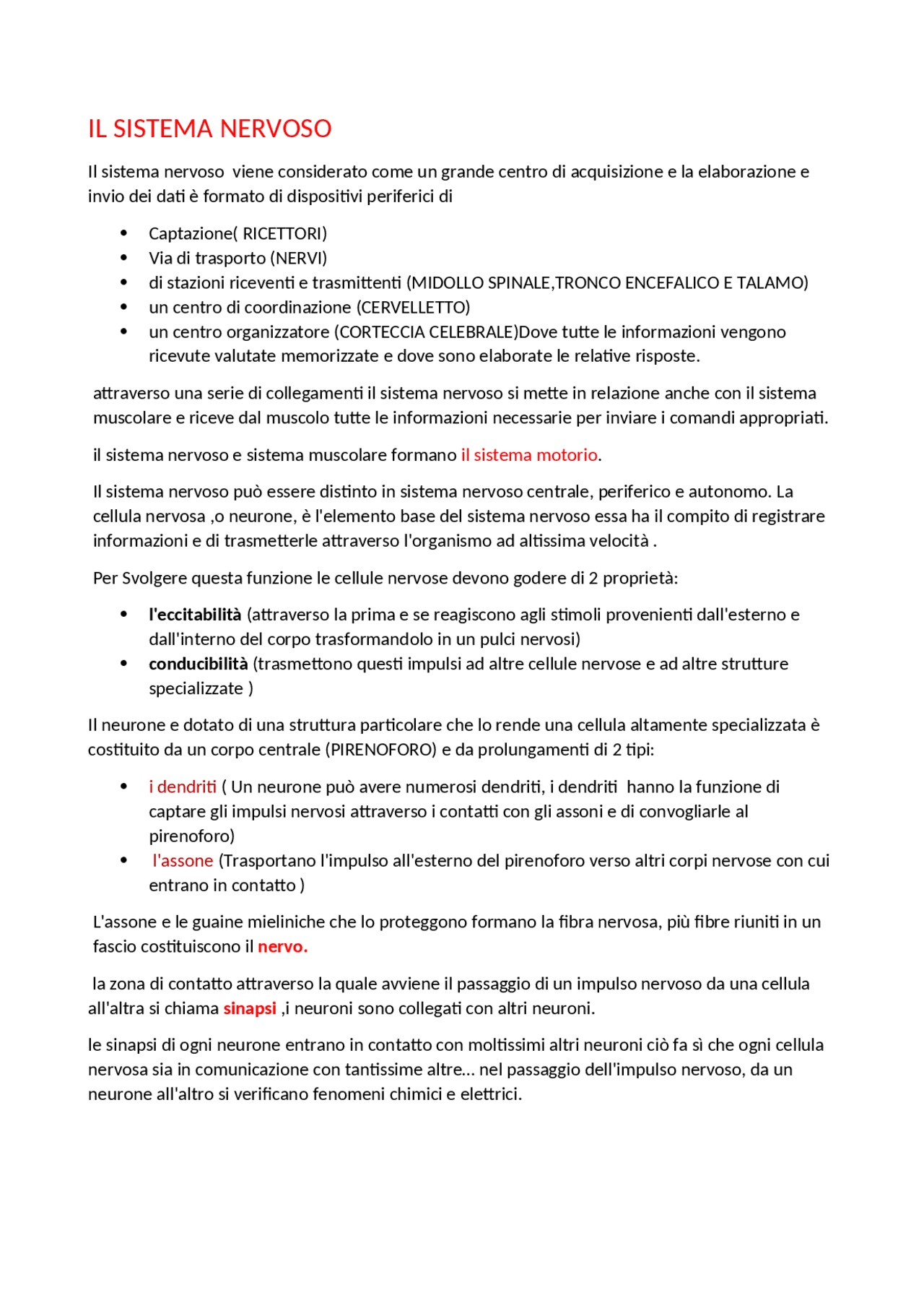 Sistema Nervoso Appunti Di Educazione Fisica Appunti Di Educazione