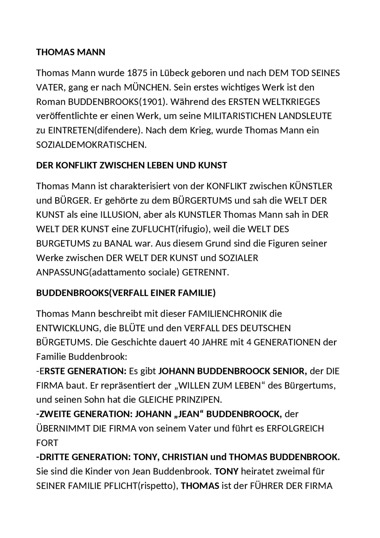 Thomas Mann E Trakl Riassunto Docsity