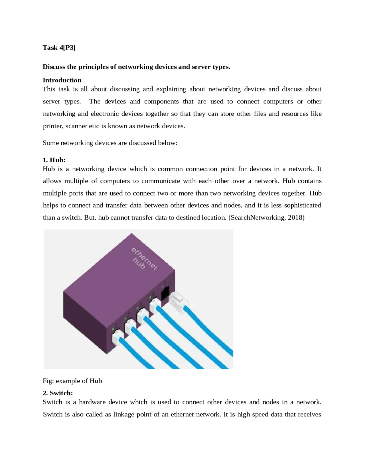 Pearson Level 4 Networking Assignment Docsity