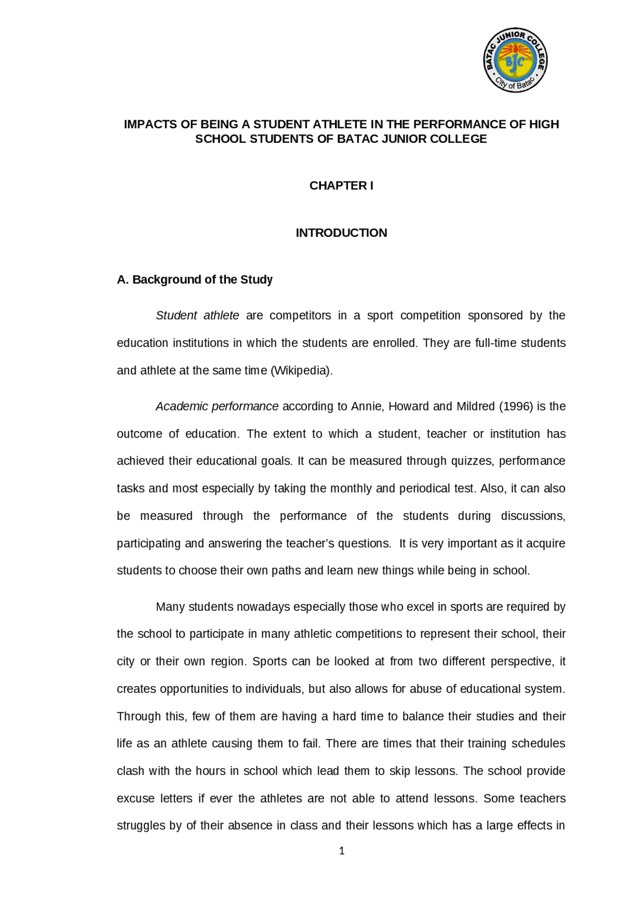 Student Athlete Research - Docsity
