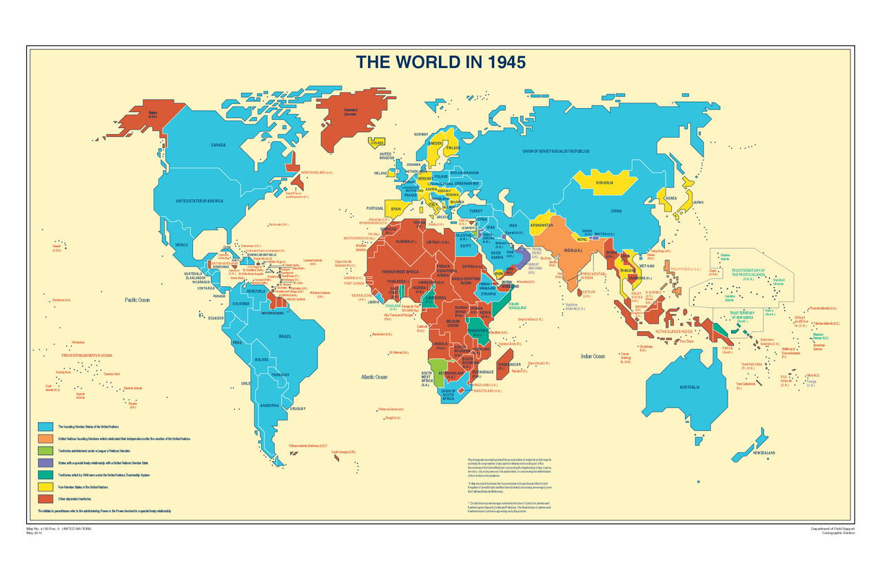Mapa sobre la ONU en 1945 - Docsity