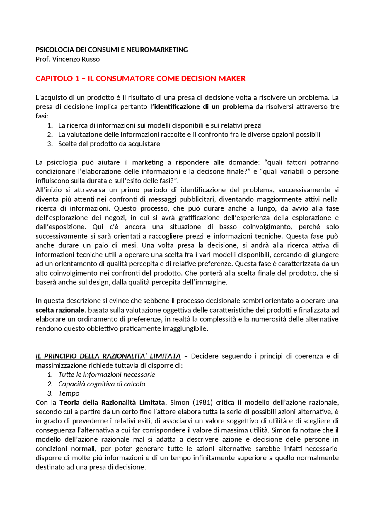 Psicologia Dei Consumi E Neuromarketing Docsity