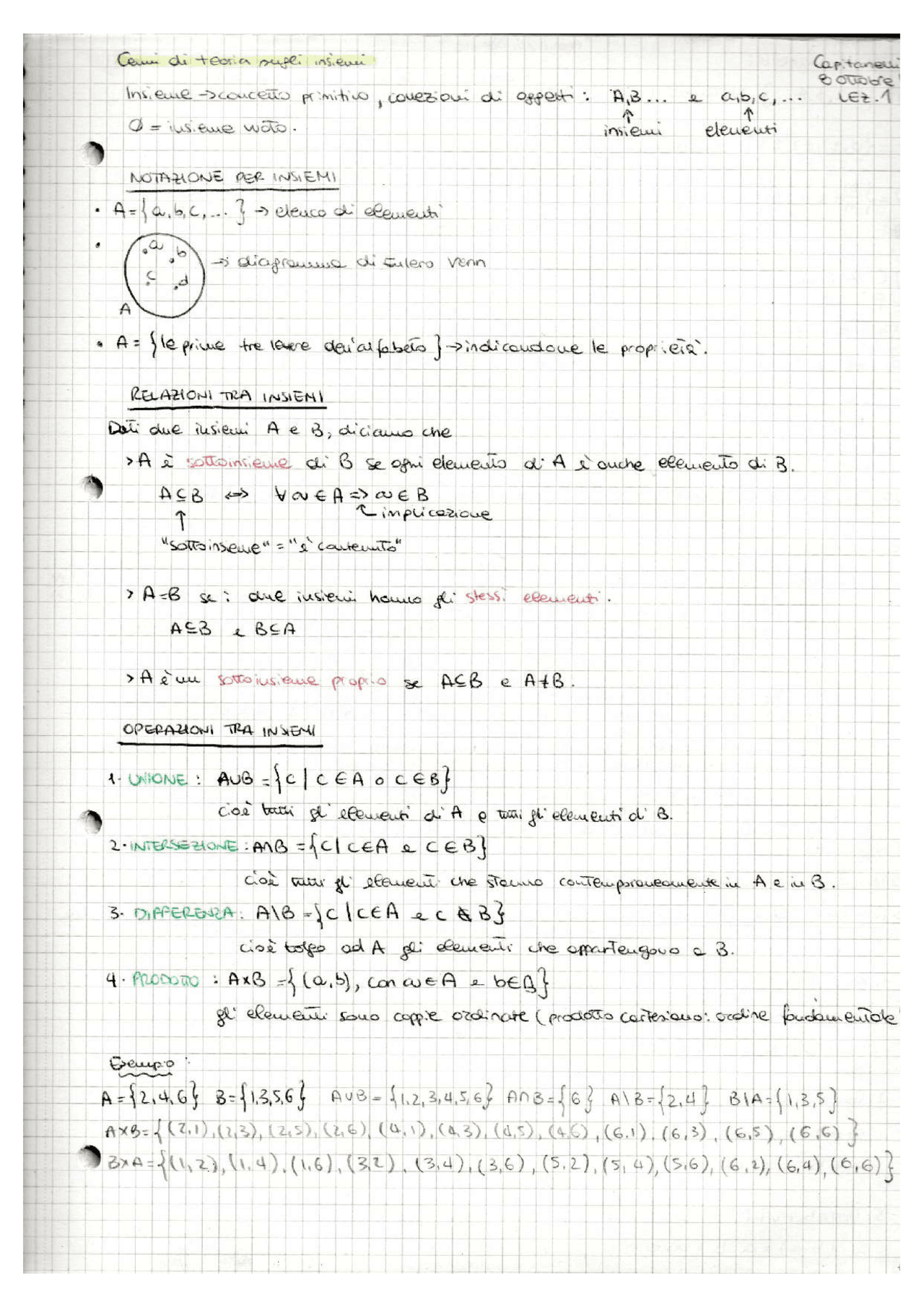 Teoria Ed Esercizi Istituzioni Di Matematica I Pt1 Docsity