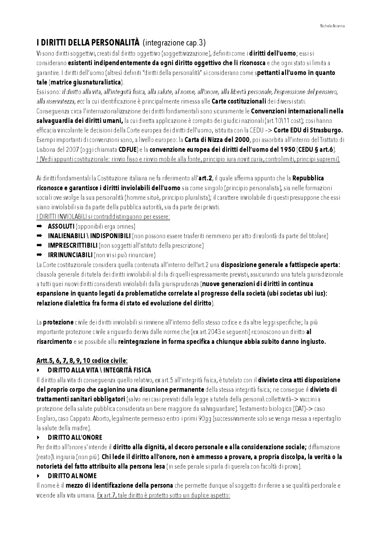 I Diritti Della Personalità Docsity