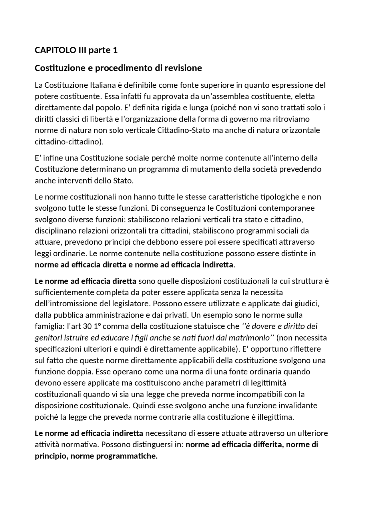 Costituzione e procedimento di revisione - Docsity
