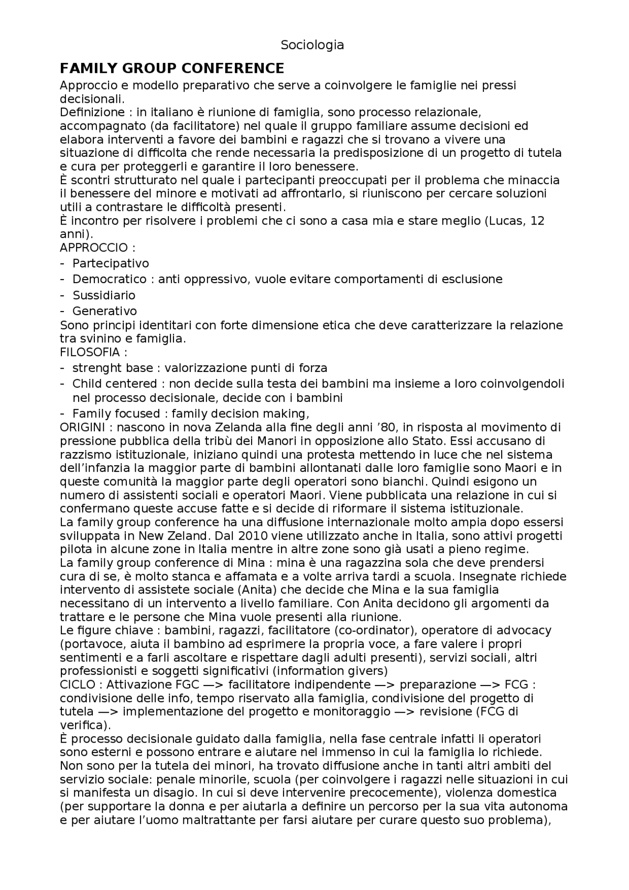 Family Group Conference - Docsity