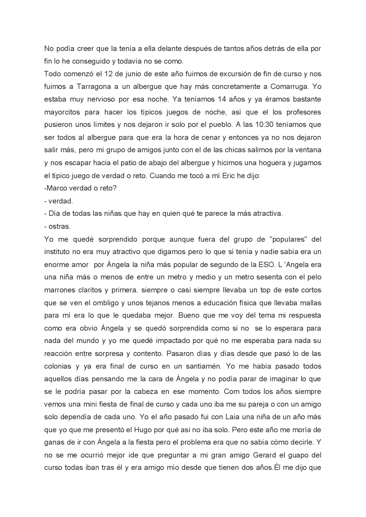 Historia de amor en español - Docsity