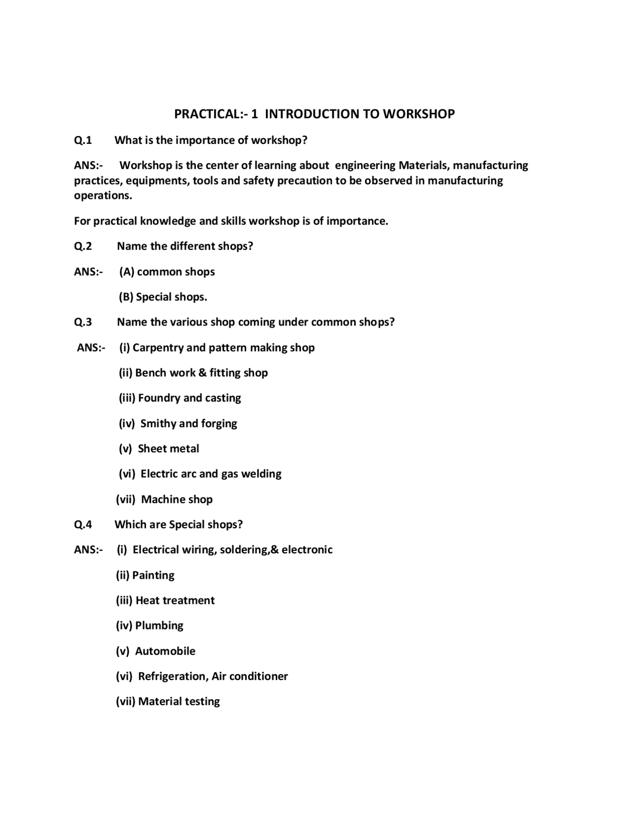 workshop practices viva | Exams Mechanical Engineering | Docsity