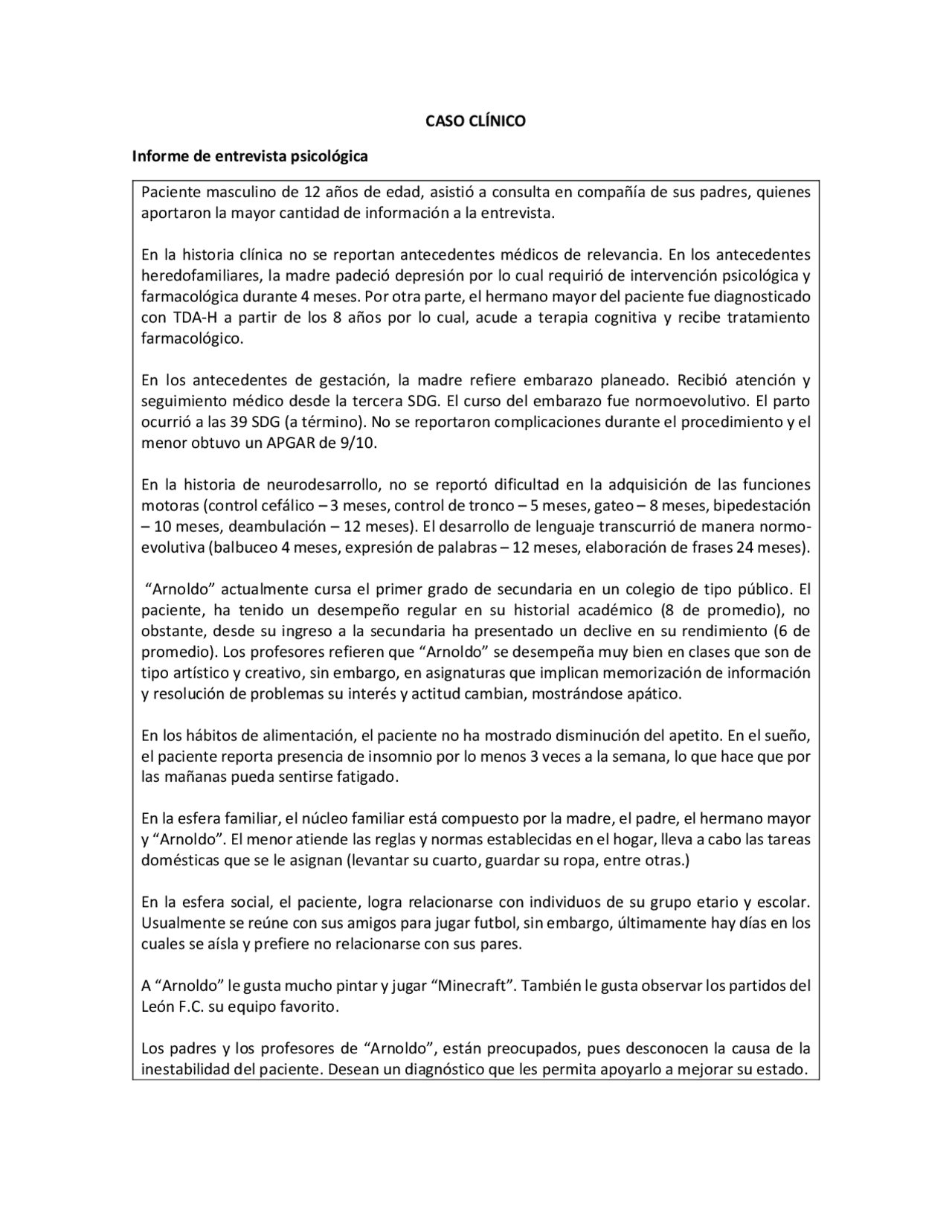 Caso Clínico Para Aplicación Docsity